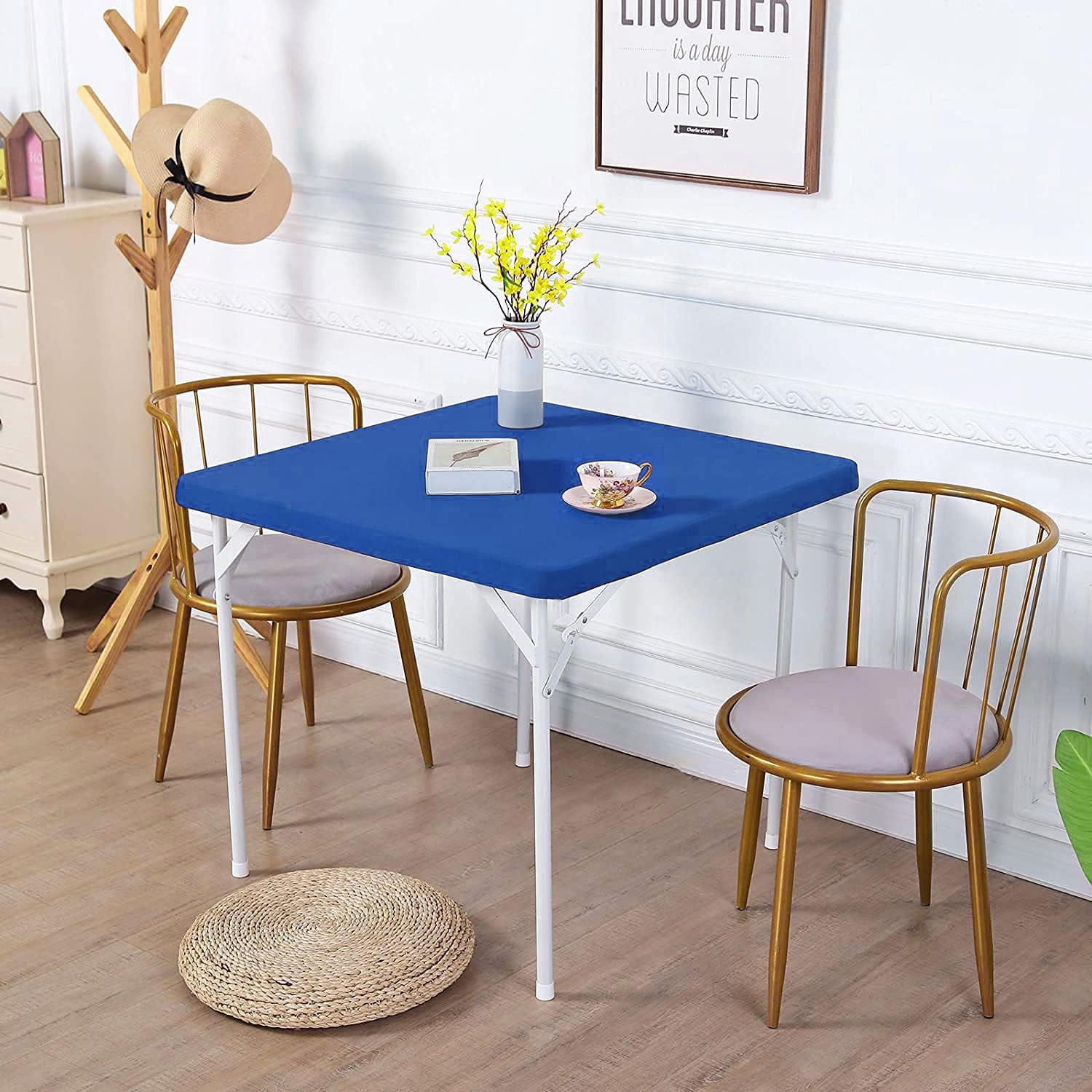 JISEN Cocktail Square Table Top Cover Spandex Fitted Stretchable ...