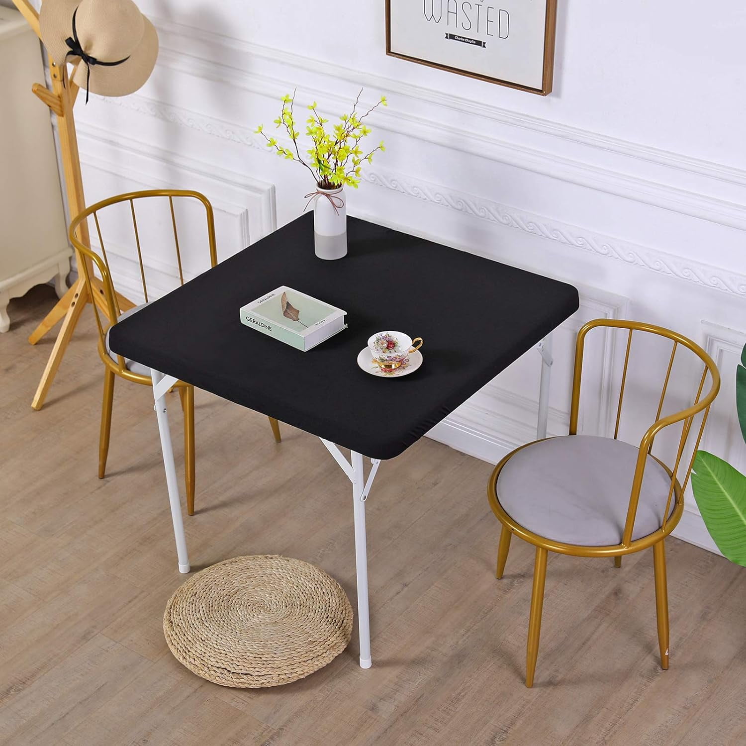 JISEN Cocktail Square Table Top Cover Spandex Fitted Stretchable ...
