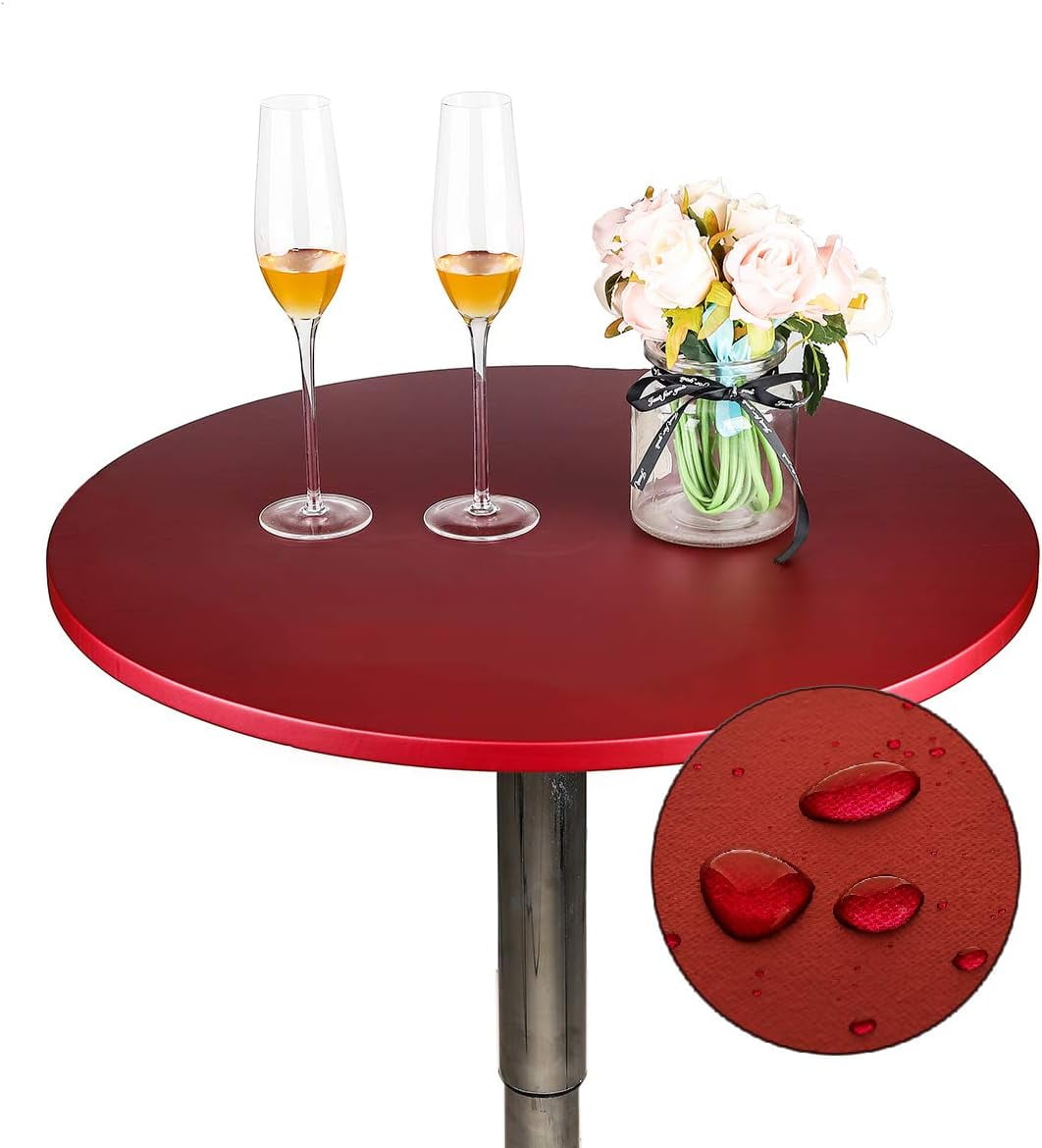 JISEN Cocktail Waterproof Round Table Topper Cap Polyester Fitted ...