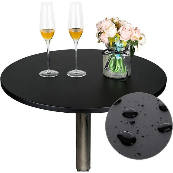 JISEN Cocktail Waterproof Round Table Topper Cap Polyester Fitted ...