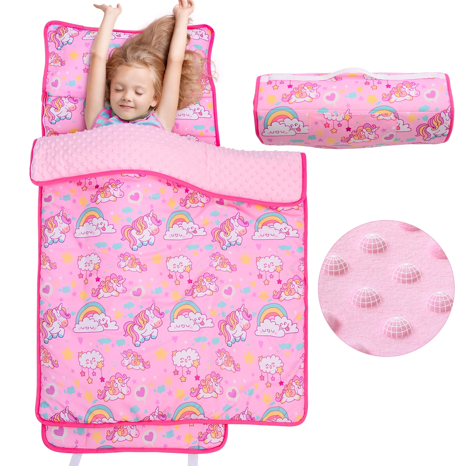 JISEN Toddler Nap Mat with Pillow and Blanket Nap Mat for Toddlers Boys ...
