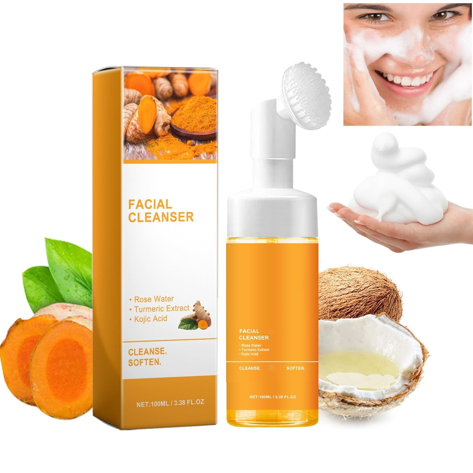 JISKG Turmeric Glow Wash SSF20 Face Wash With Brush, Deep Cleansing ...