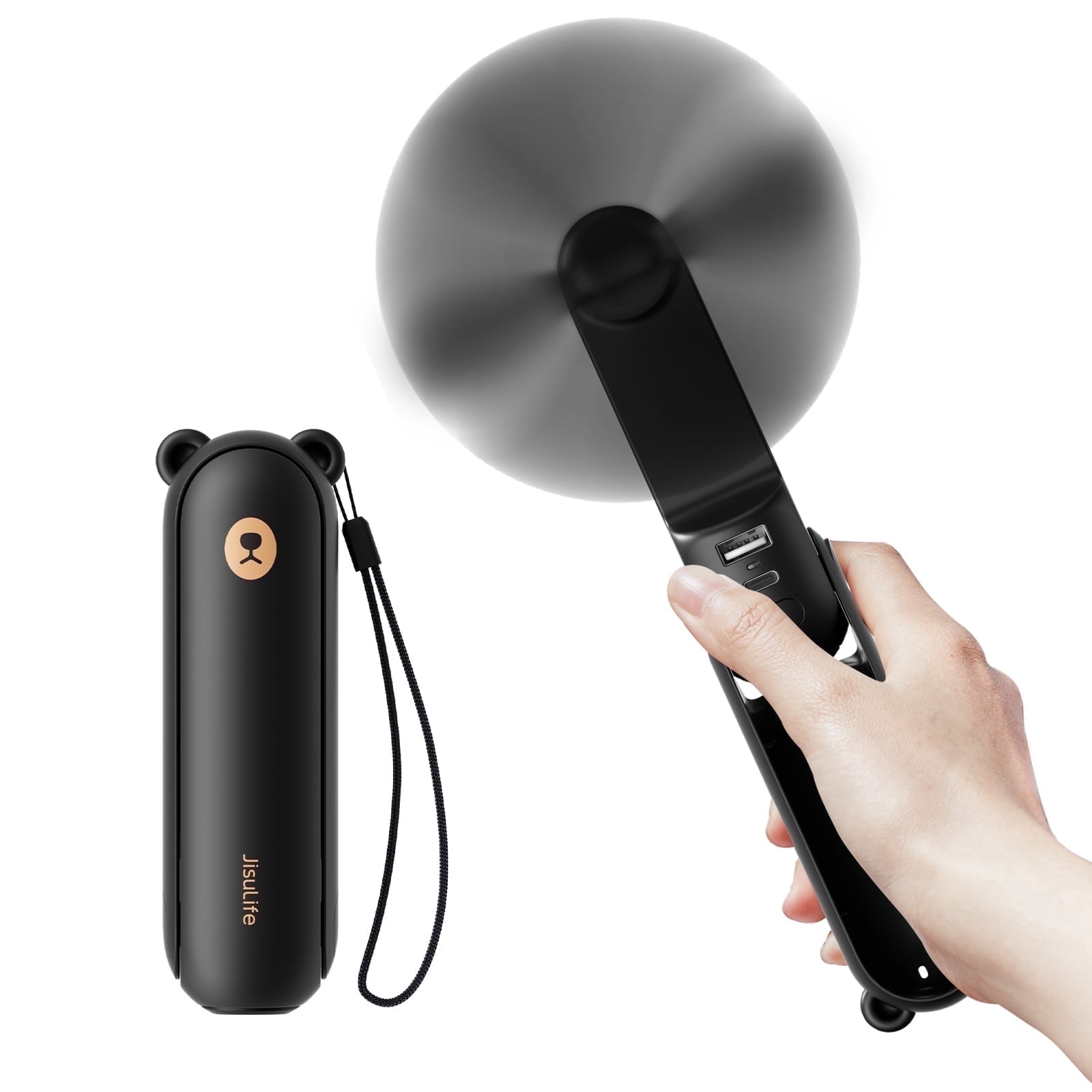 JISULIFE Portable Foldable Pocket Fan with 4500 mAh Battery Flashlight ...