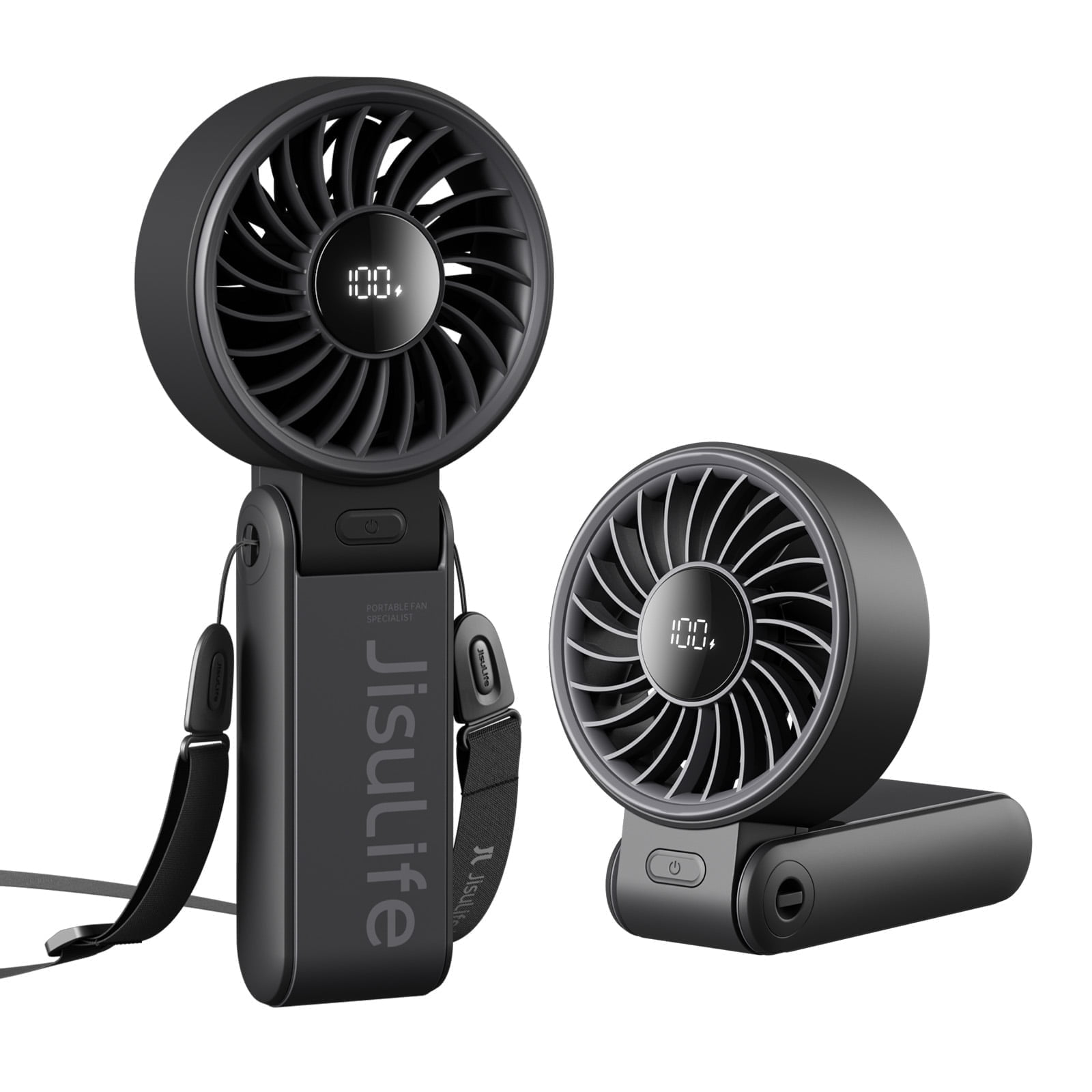 JISULIFE Portable Fan with LED Display, 3600mAh Rechargeable Battery, 5 ...
