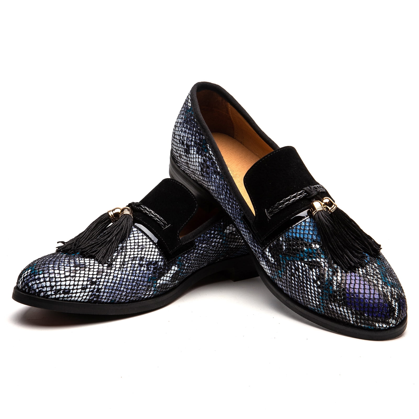 JITAI Men's Dress Loafer Shoes Slip-on Loafer Tassel Loafer Blue Size ...