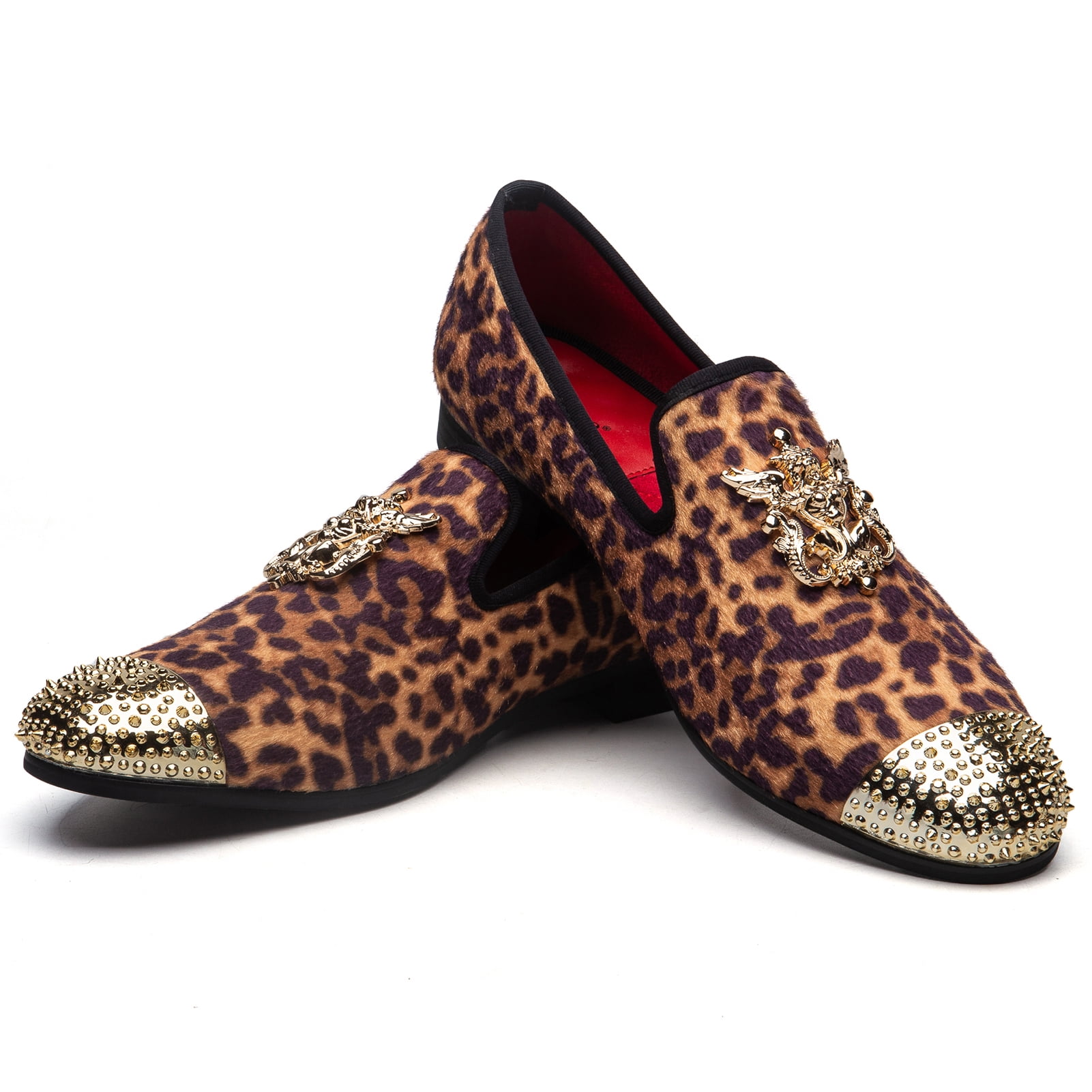 JITAI Men's Velvet Loafers Dress Wedding Party Prom Shoes for Men Brown ...