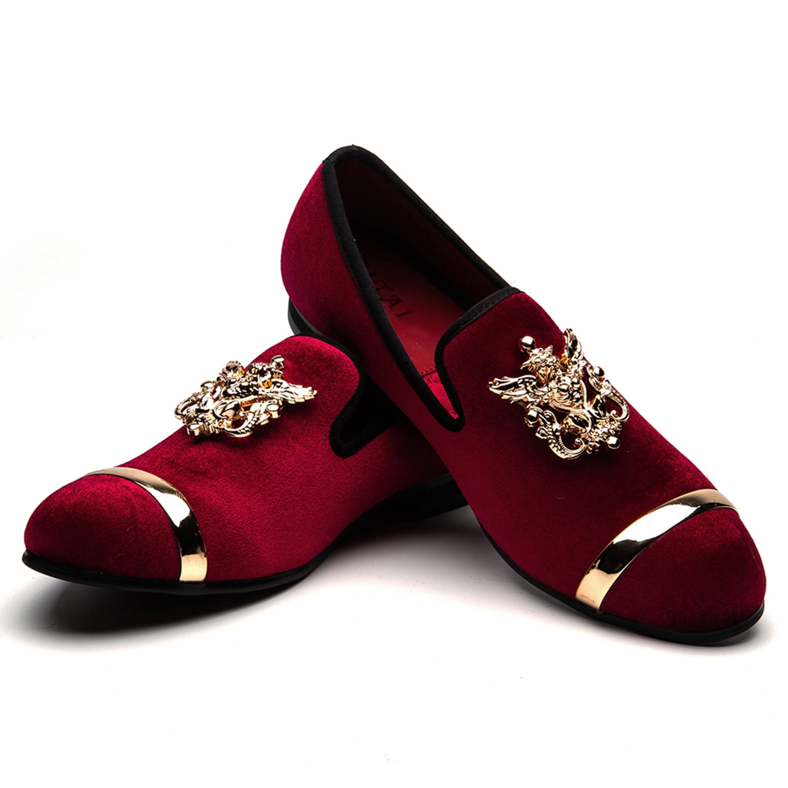 JITAI Mens Dress Tuxedo Shoes for Men Slip-on Loafers Red Size 11 ...