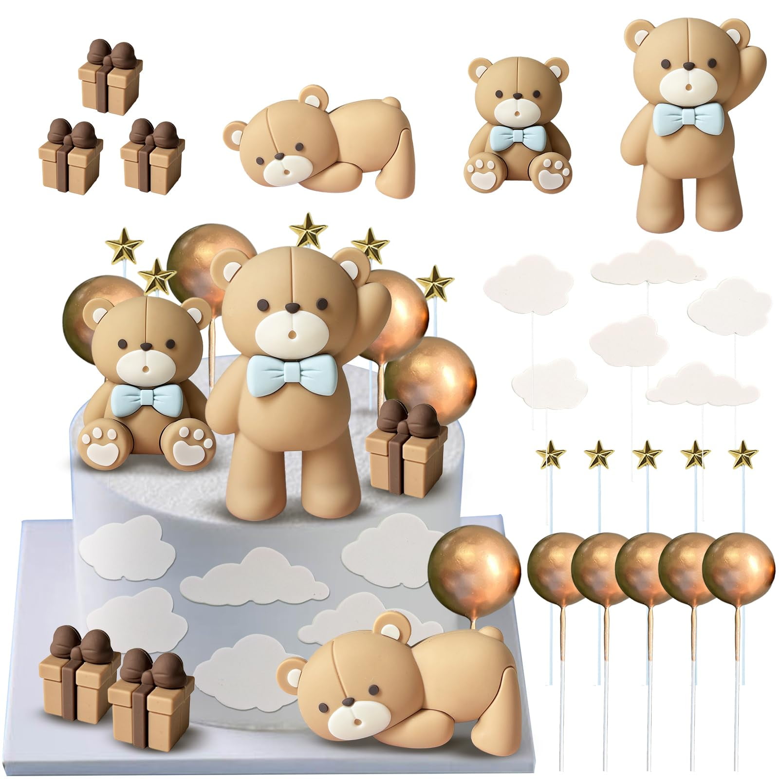 JIUDUOYUAN Bear Cake Toppers Mini Bear RST1 Cake Decorations Cake ...