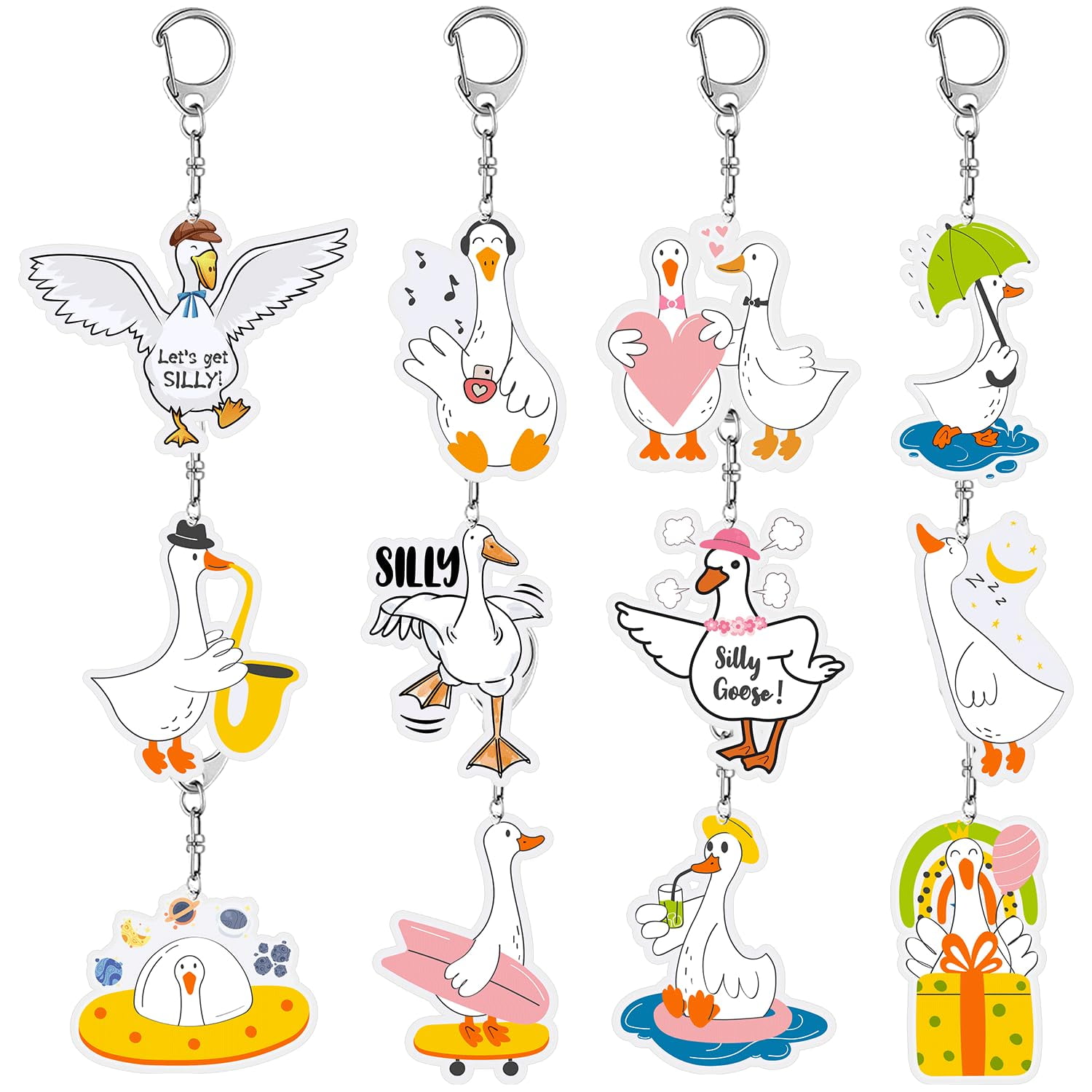 JIUJIUBER Silly Goose Party Favors 12 PCS Silly Goose Acrylic Keychains ...