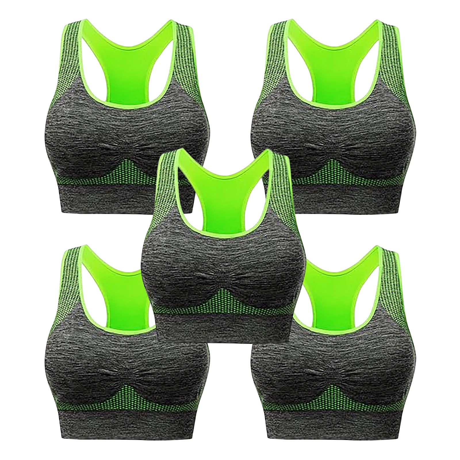 JIUKE 5PC Sport Bras for Women Racerback Seamless High Support Workout ...