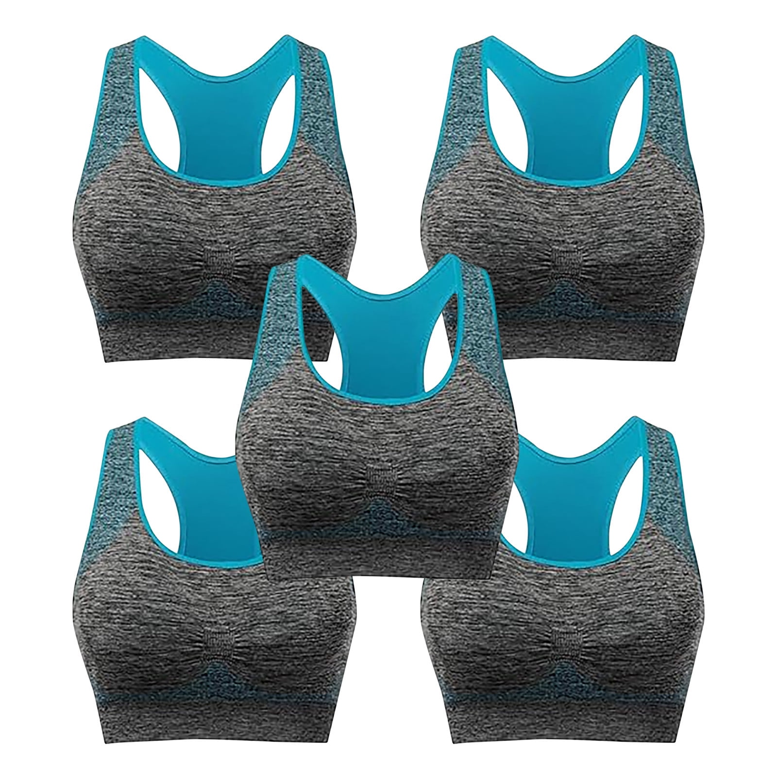 JIUKE 5PC Sport Bras for Women Racerback Seamless High Support Workout ...