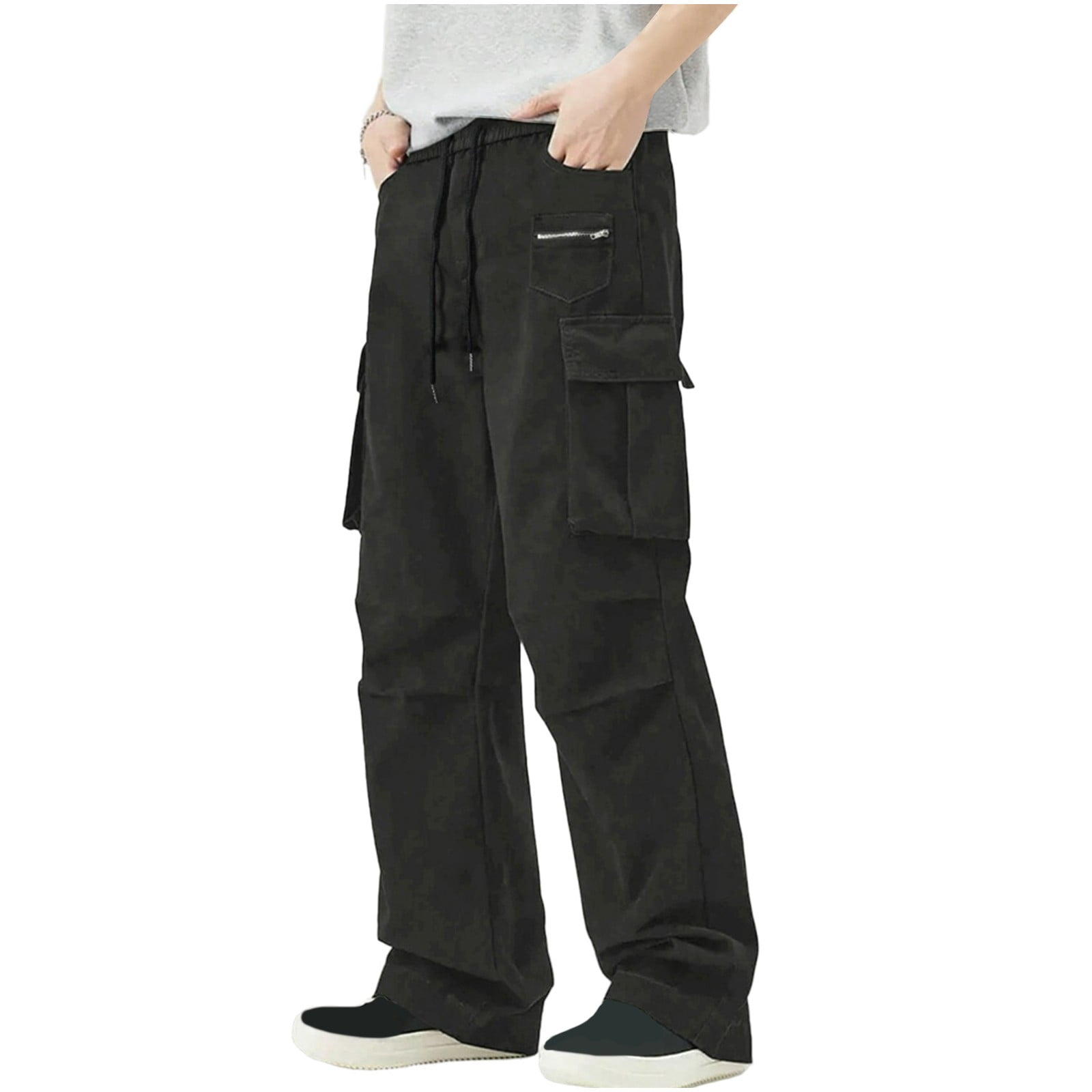JIUKE Cargo Pants for Men High Rise Straight Wide Leg Streetwear Baggy ...