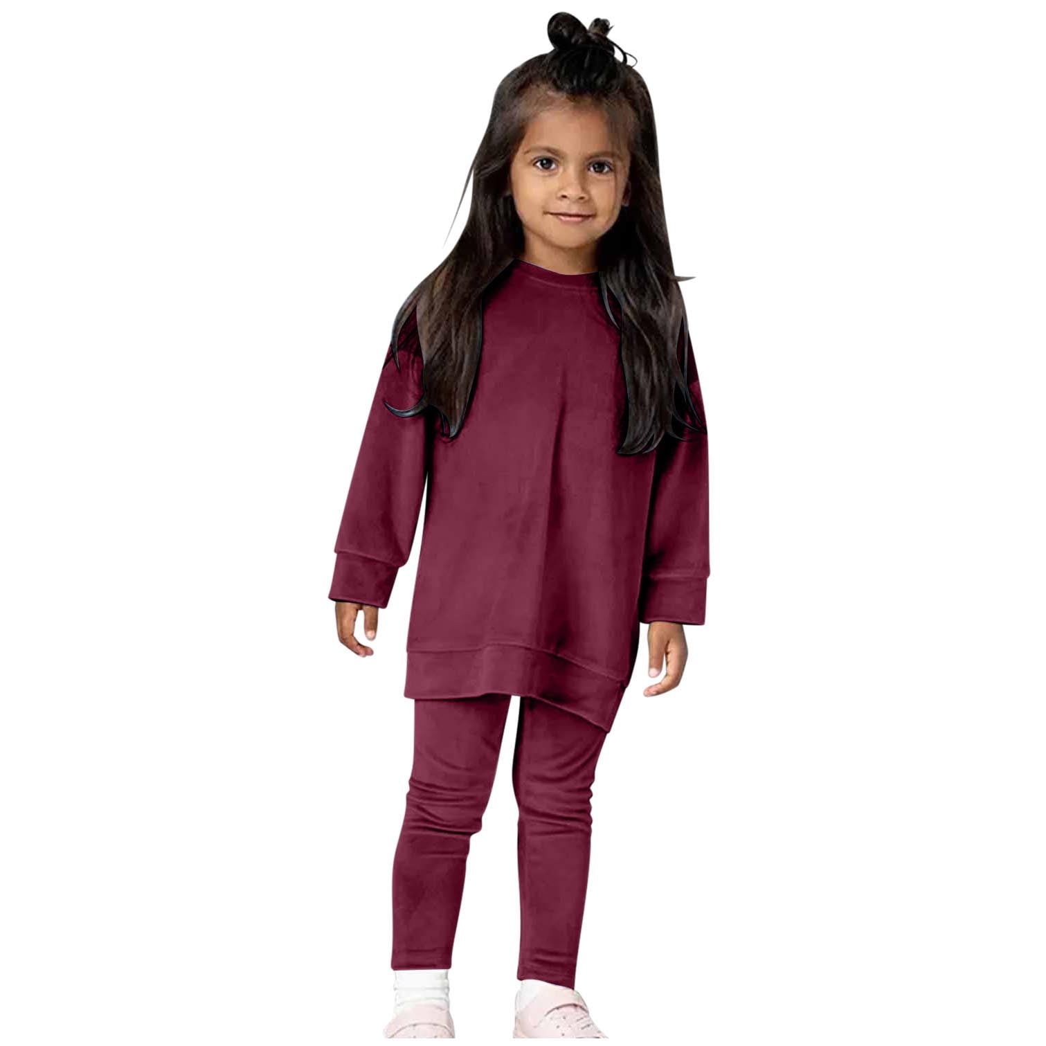 JIUKE Girls 2 Piece Outfit Sweatsuits Set Velvet Sweatshirts Sweatpants ...