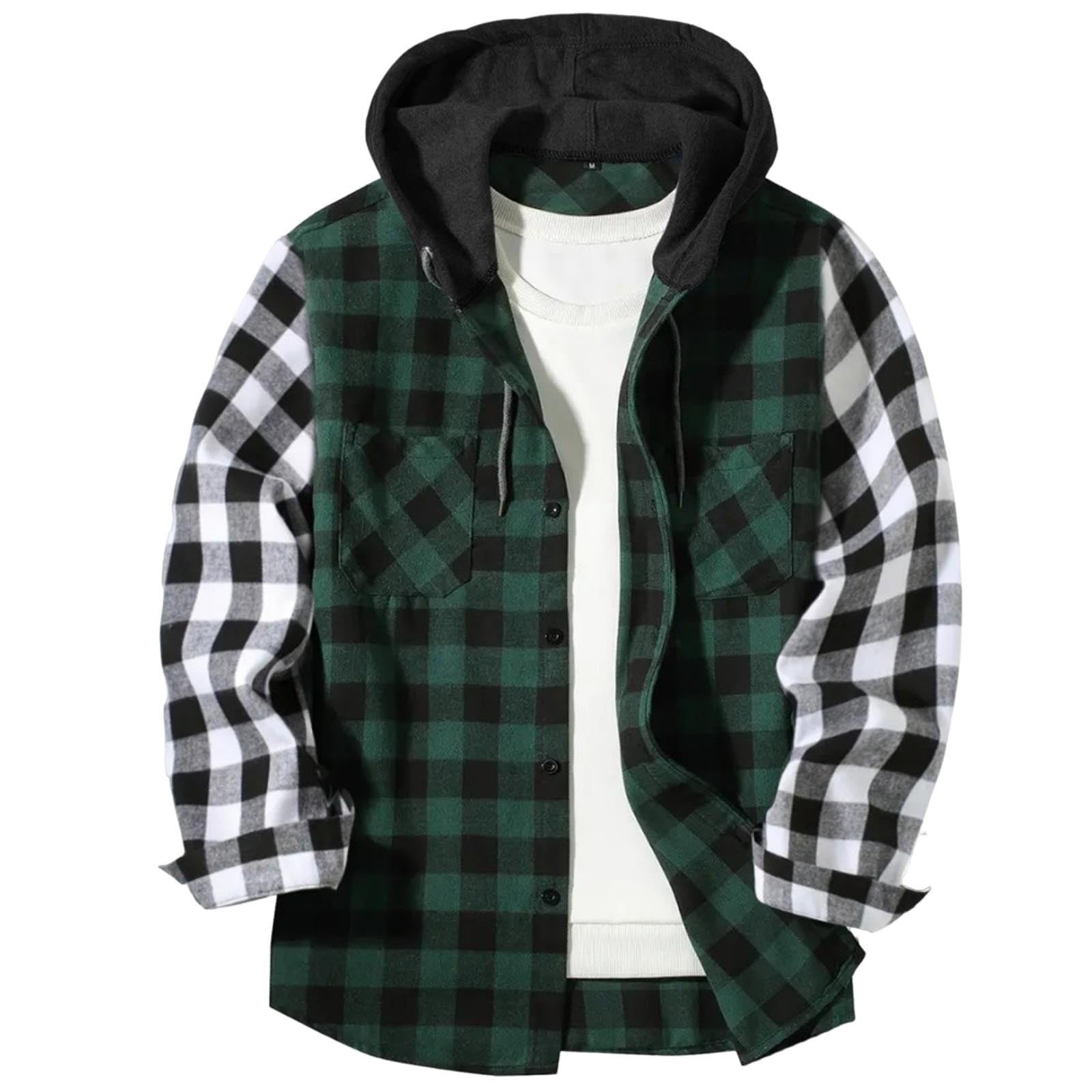 JIUKE Hoodies Shirts for Men Plaid Flannel Shirts Fall Casual Long ...