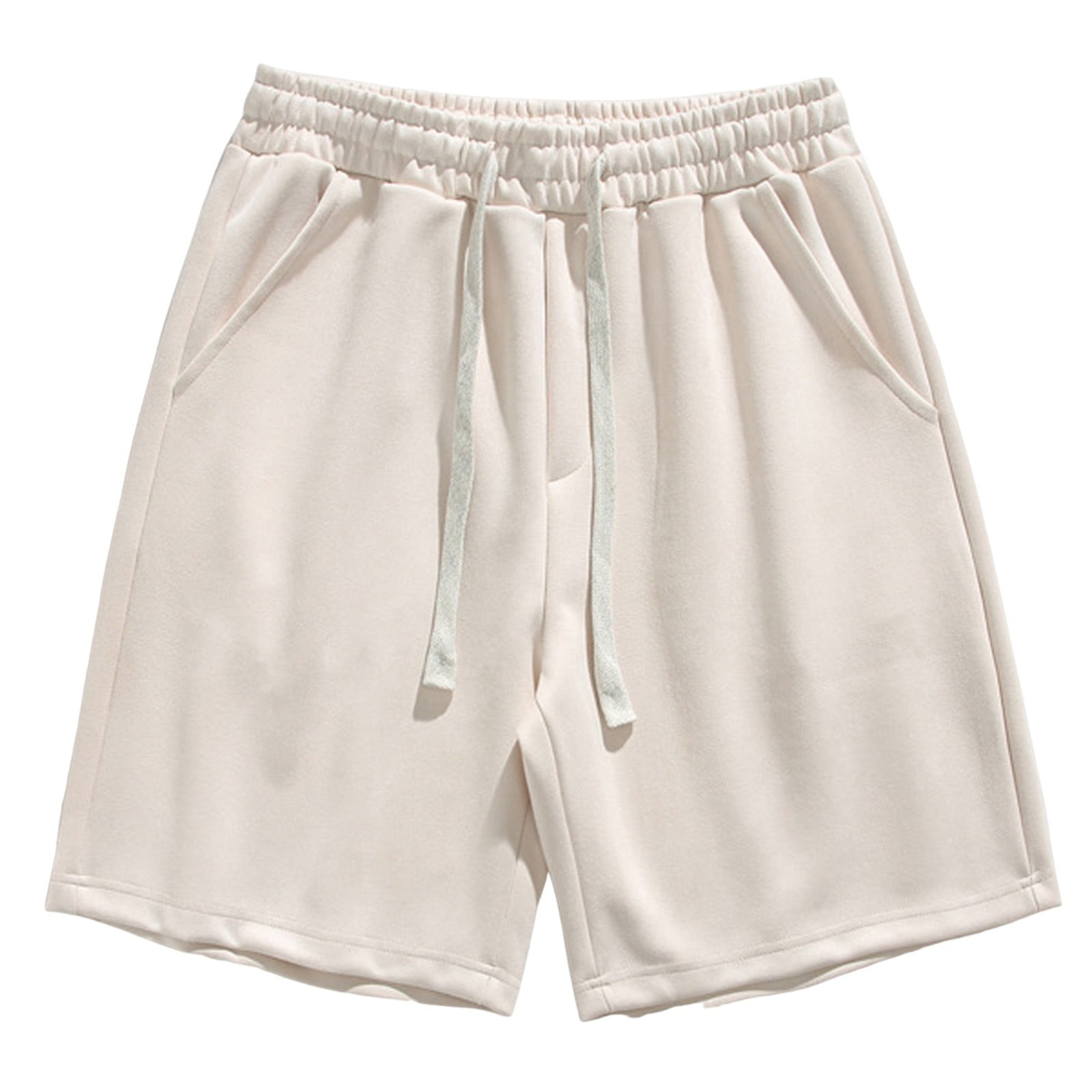 JIUKE Mens Casaul Shorts Elastic Waist Summer Drawstring Beach Shorts Solid Color Comfy Lounge ...