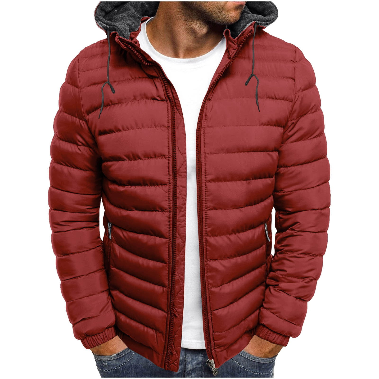 JIUKE Mens Puffer Jacket Windproof Lightweight Winter Warm Zip up Coats ...
