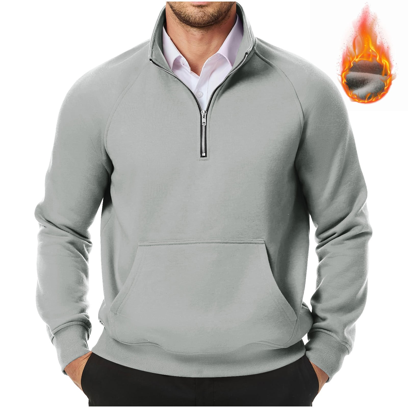 JIUKE Mens Quarter Zip Sweatshirts Fleece Lined Pullover Sweaters ...