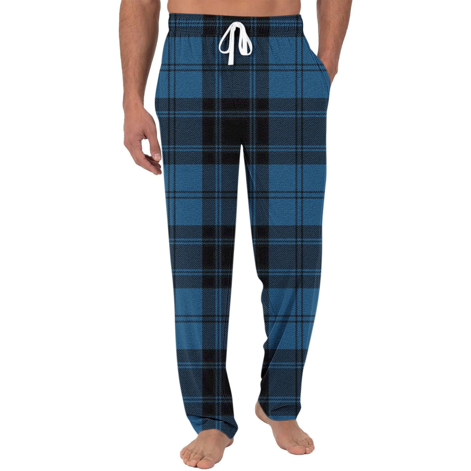 JIUKE Plaid Pajamas Pants for Men Casual Summer Drawstring Baggy Comfy ...