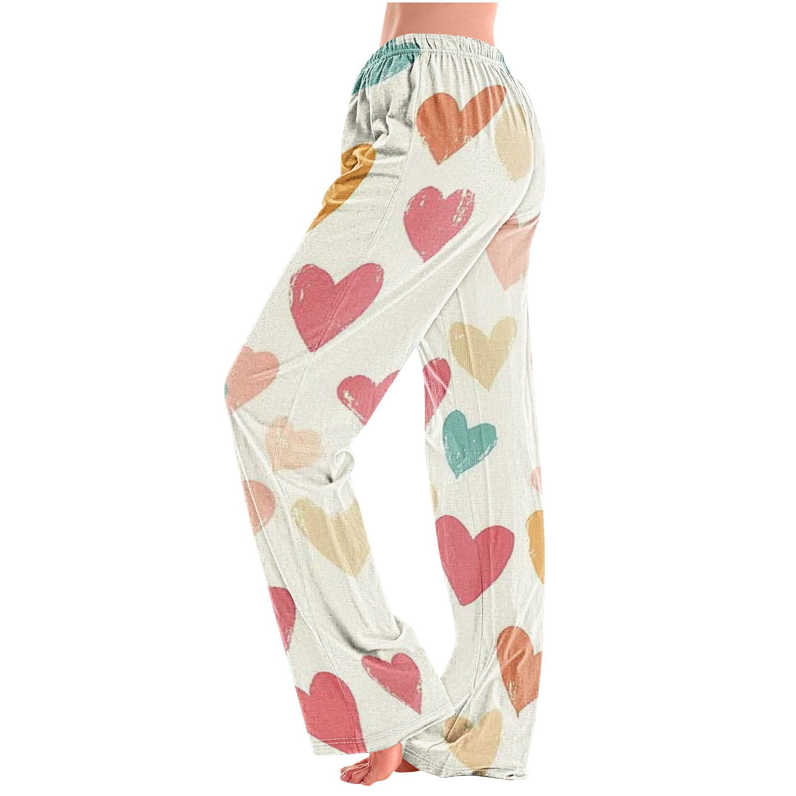 JIUKE Plus Size Pajama Pants for Women Elastic Waisted Wide Leg Comfy Loose Loungewear Printed ...