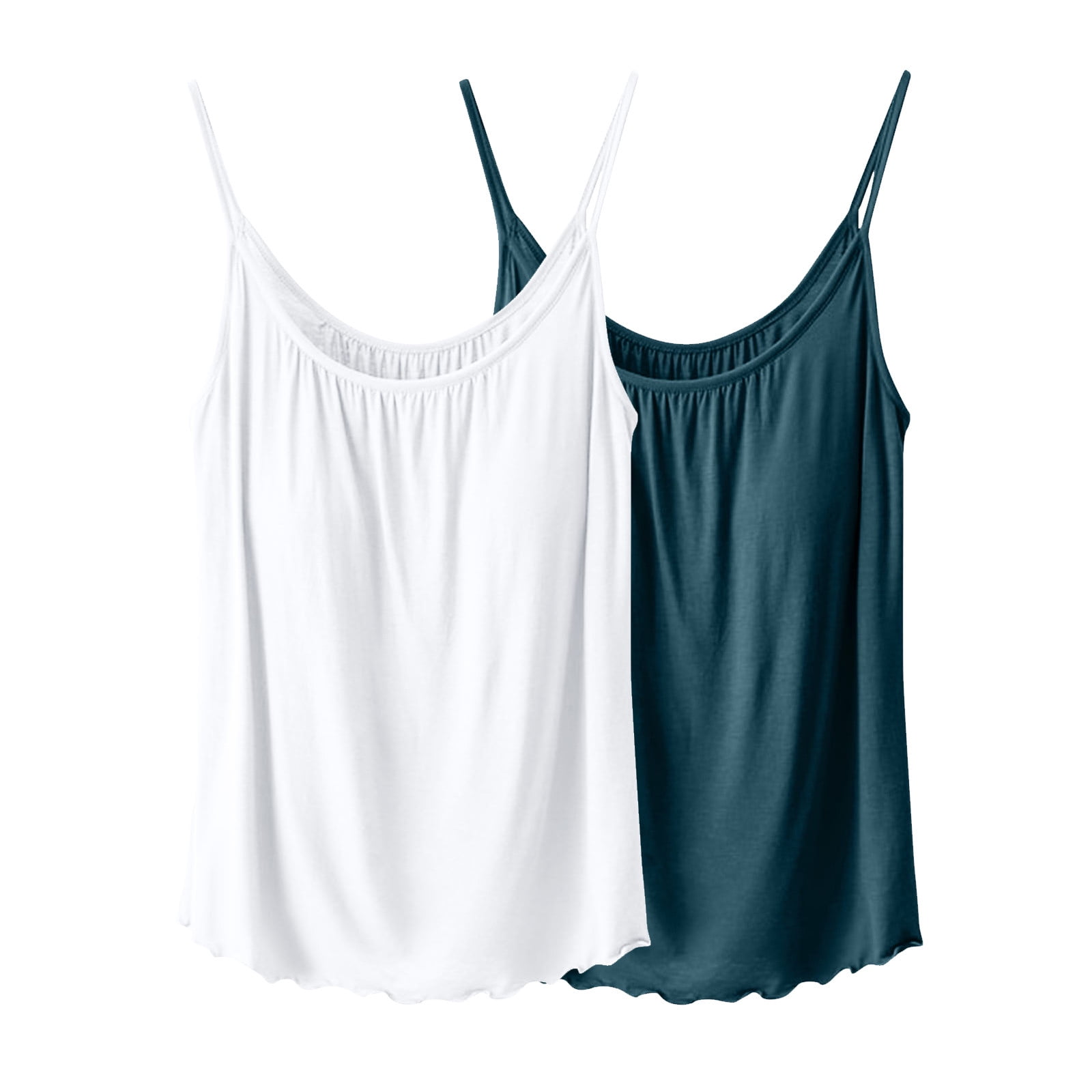 JIUKE Women Pajama Tank Tops with Built in Bra Women Spaghetti Strap ...