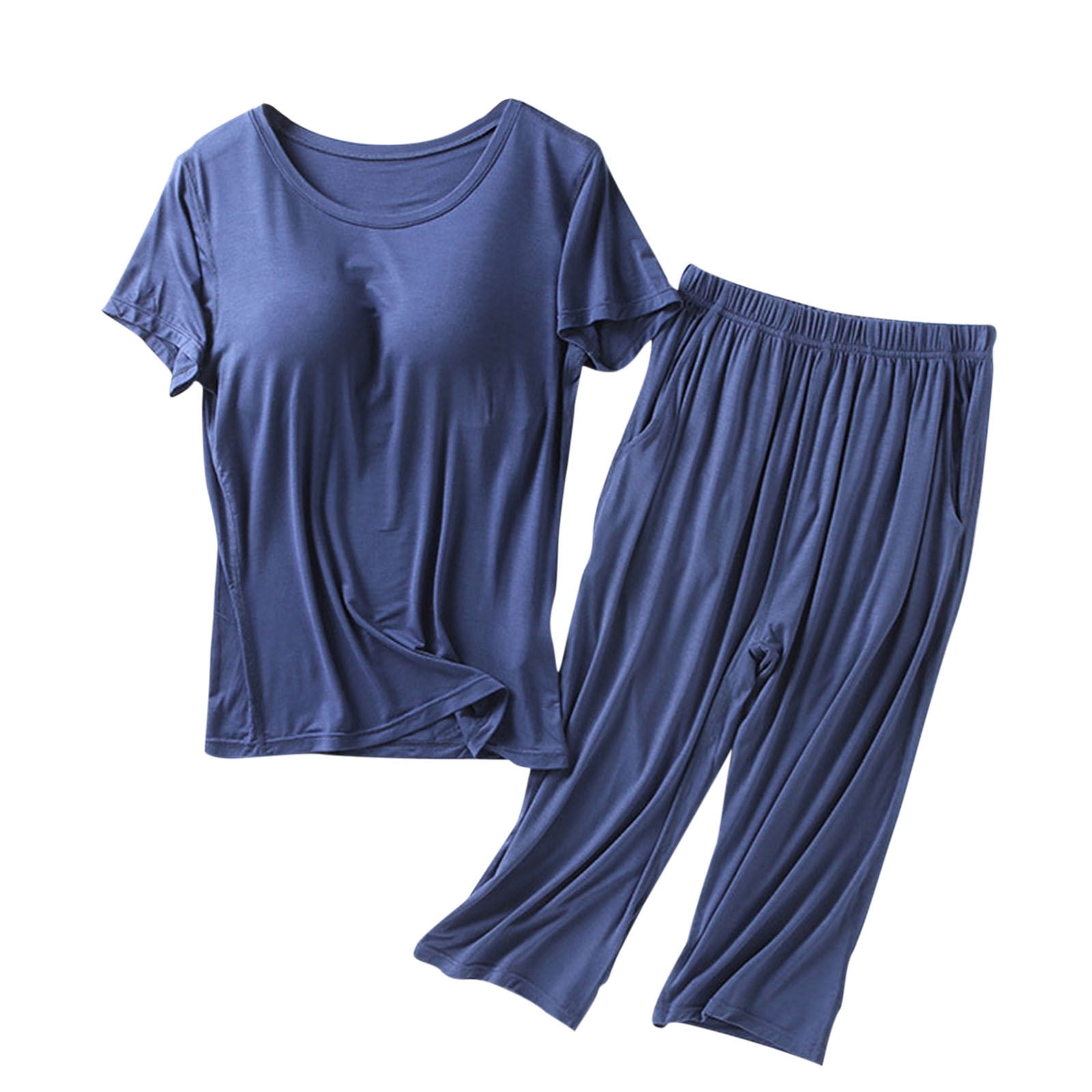 JIUKE Womens Plus Size Pjs Sets 2 Piece Lounge Sets Knee Length Shorts ...