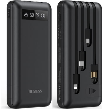 JIUMESS 20000mAh Power Bank with Cables 22.5W Fast Portable Charger ...