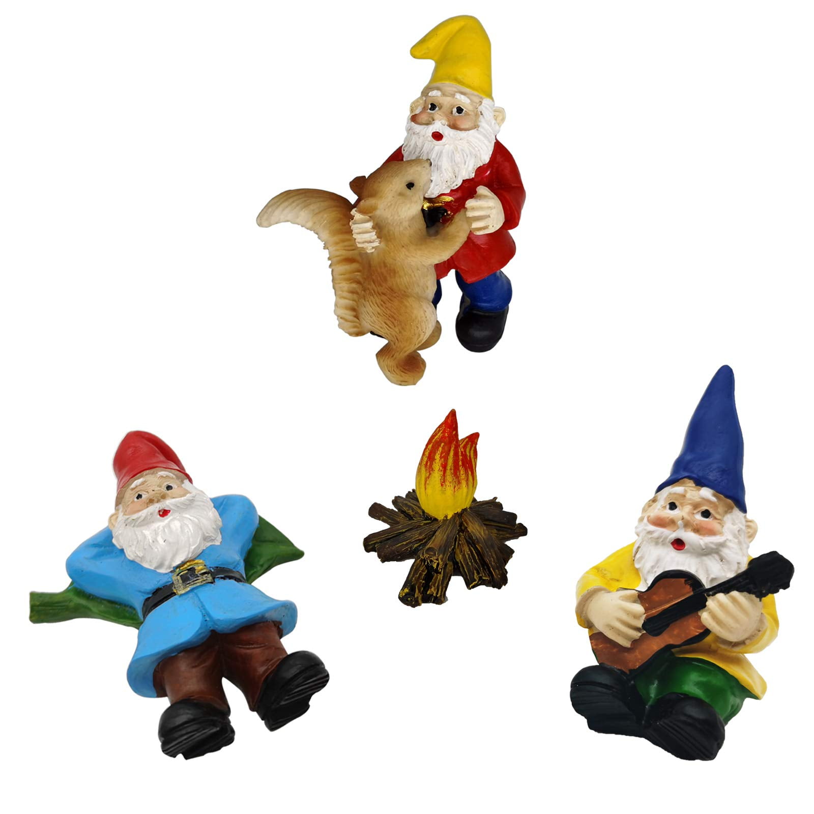 JIUMO Dance Miniature Garden Gnome Set of 4 Fairy Garden Gnomes ...