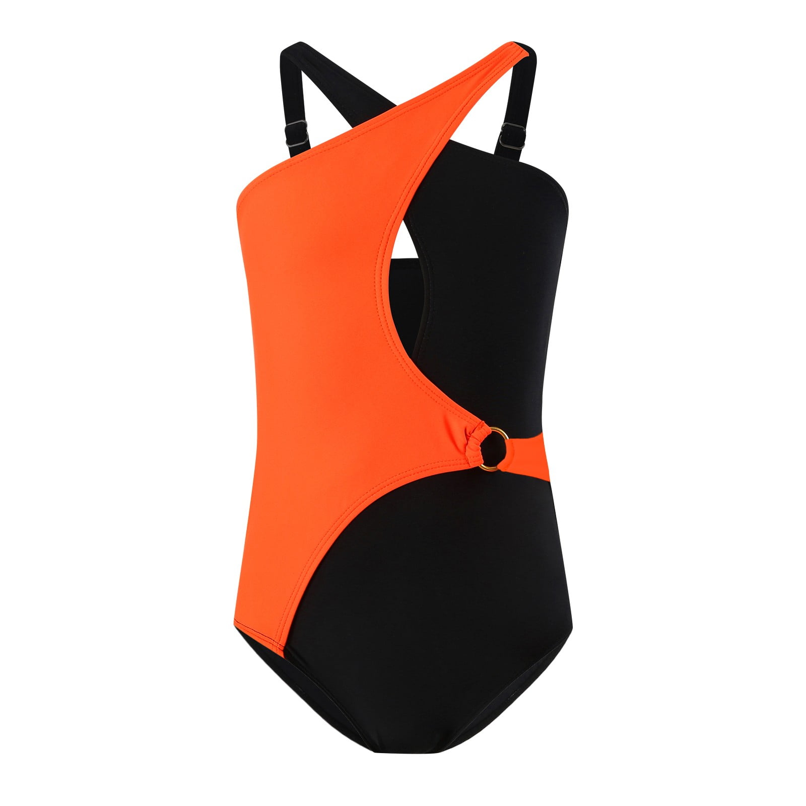 JIUWEN Girls One Piece Swimsuit Color Block Bathing Suit Front Cross ...