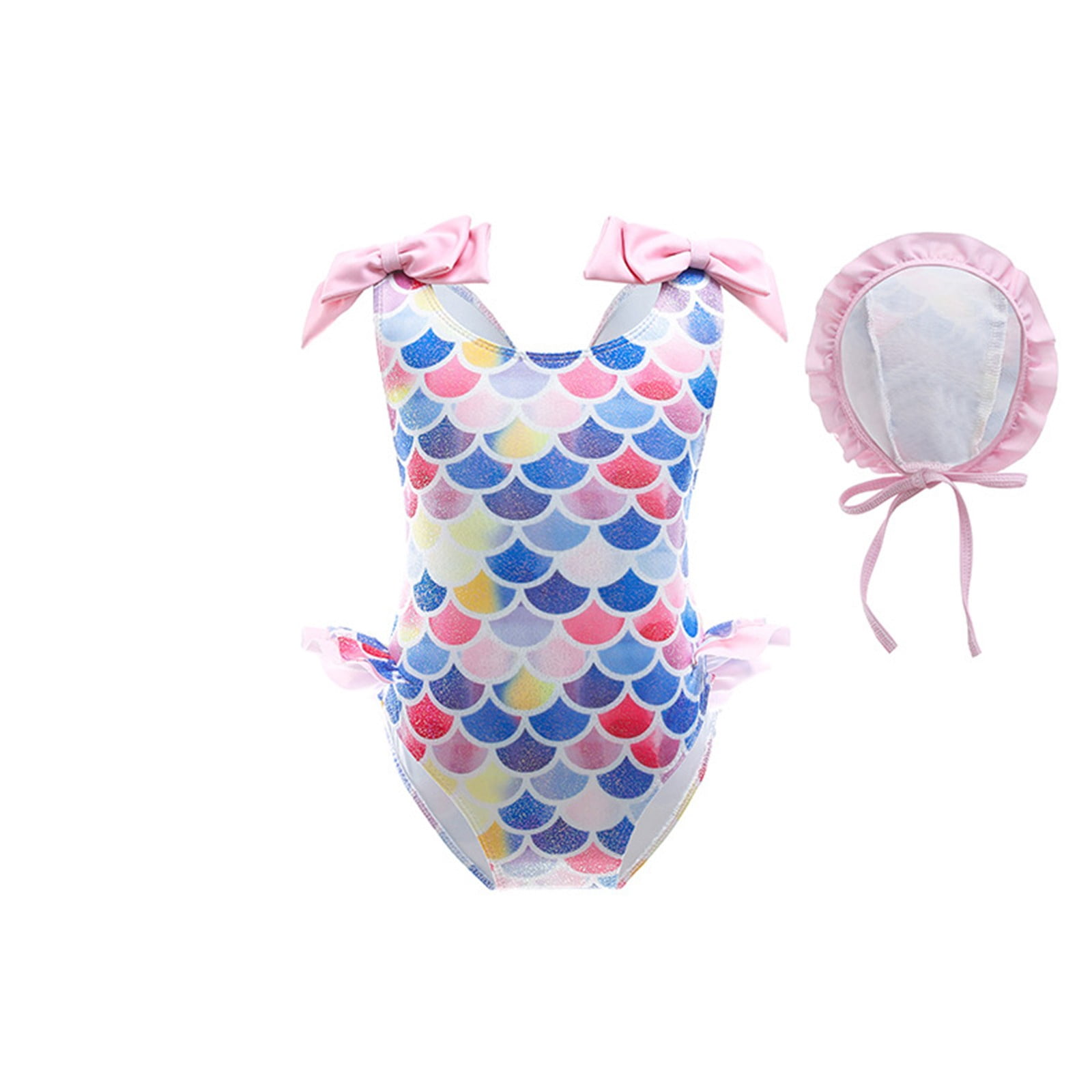JIUWEN Infant Baby Girl Swimsuit One-Piece with Hat Set Mermaid ...