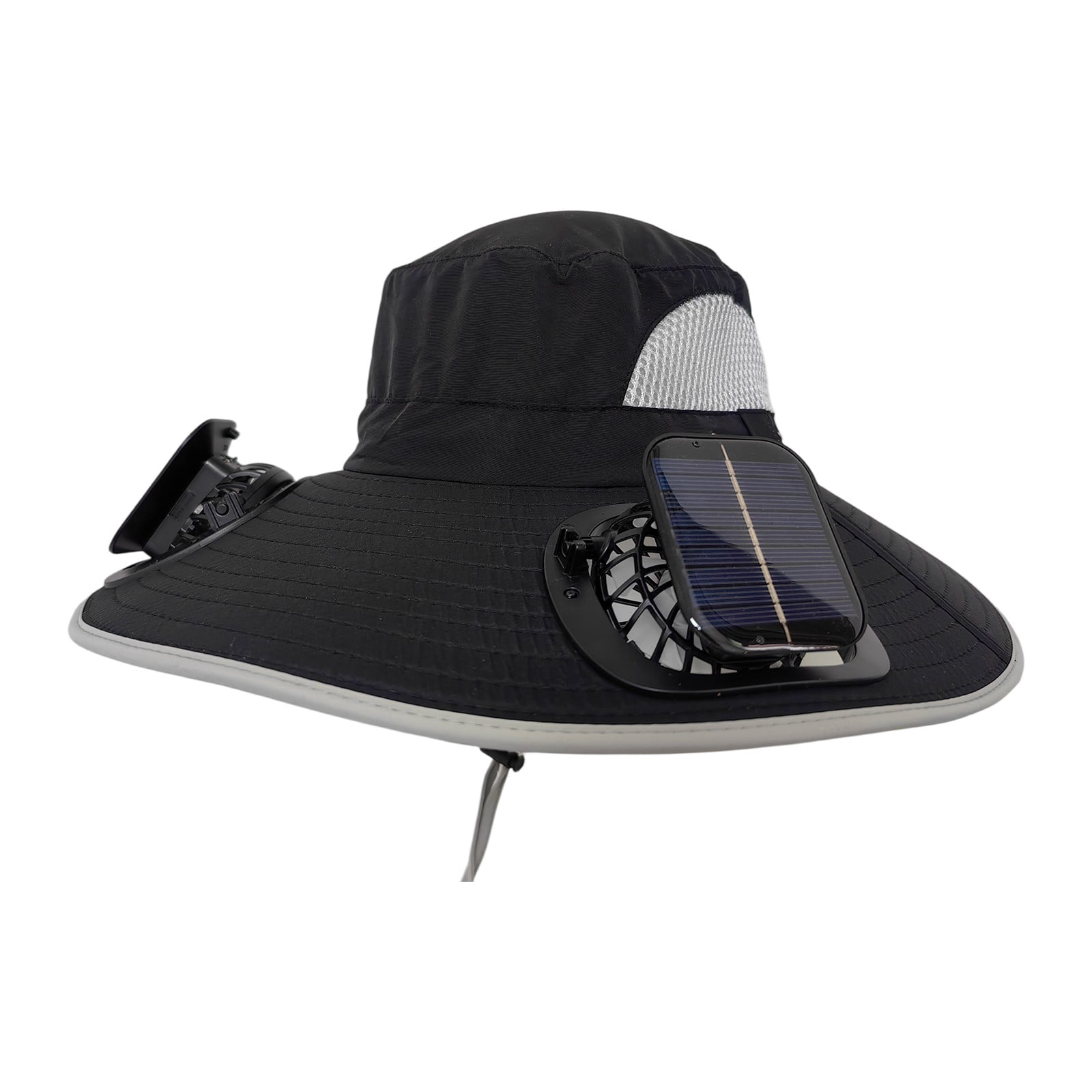 JIUWEN Outdoor Wide Brim Sun Hat with 2 Solar Fan Sun Bucket Hat for ...