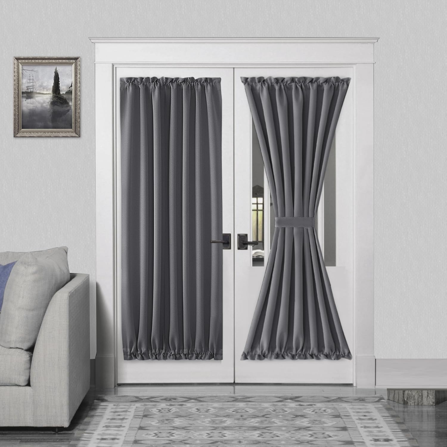 JIUZHEN French Door Curtains – Rod Pocket Thermal Blackout Curtain for ...