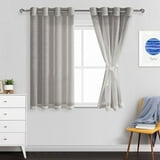 JIUZHEN Grey Sheer Curtains 54 Inches Long - Semi Transparent Light Filtering Grommet Window ...