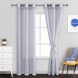 JIUZHEN Grey Sheer Curtains 84 Inches Long - Semi Transparent Light Filtering Grommet Window ...