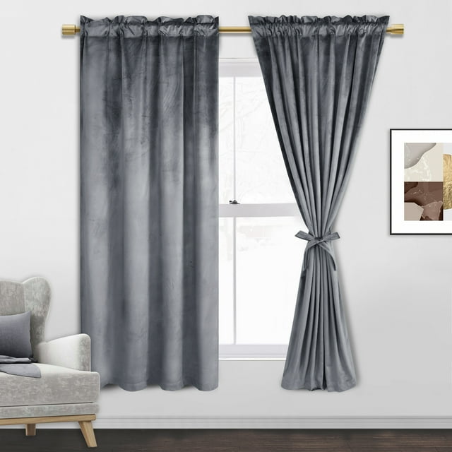 JIUZHEN Grey Velvet Curtains for Bedroom - 63 inches Thermal Insulated ...