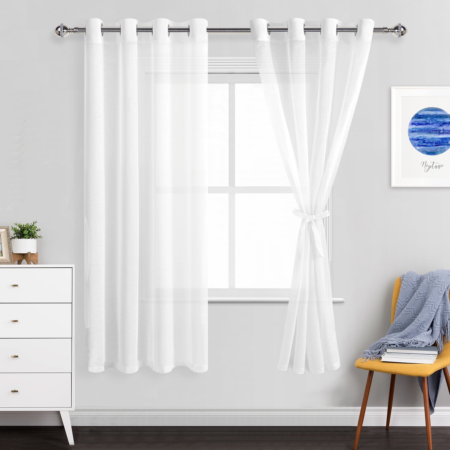 JIUZHEN Ivory Sheer Curtains 63 Inches Long - Semi Transparent Light ...