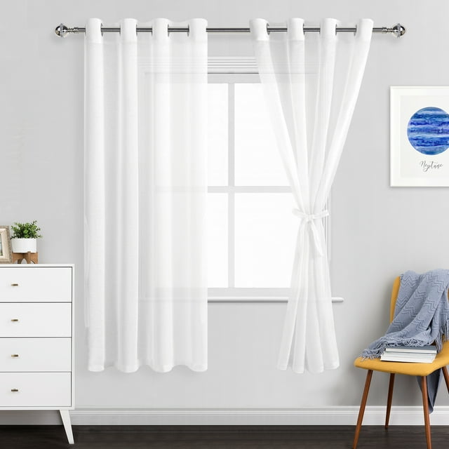 JIUZHEN Ivory Sheer Curtains 63 Inches Long - Semi Transparent Light ...