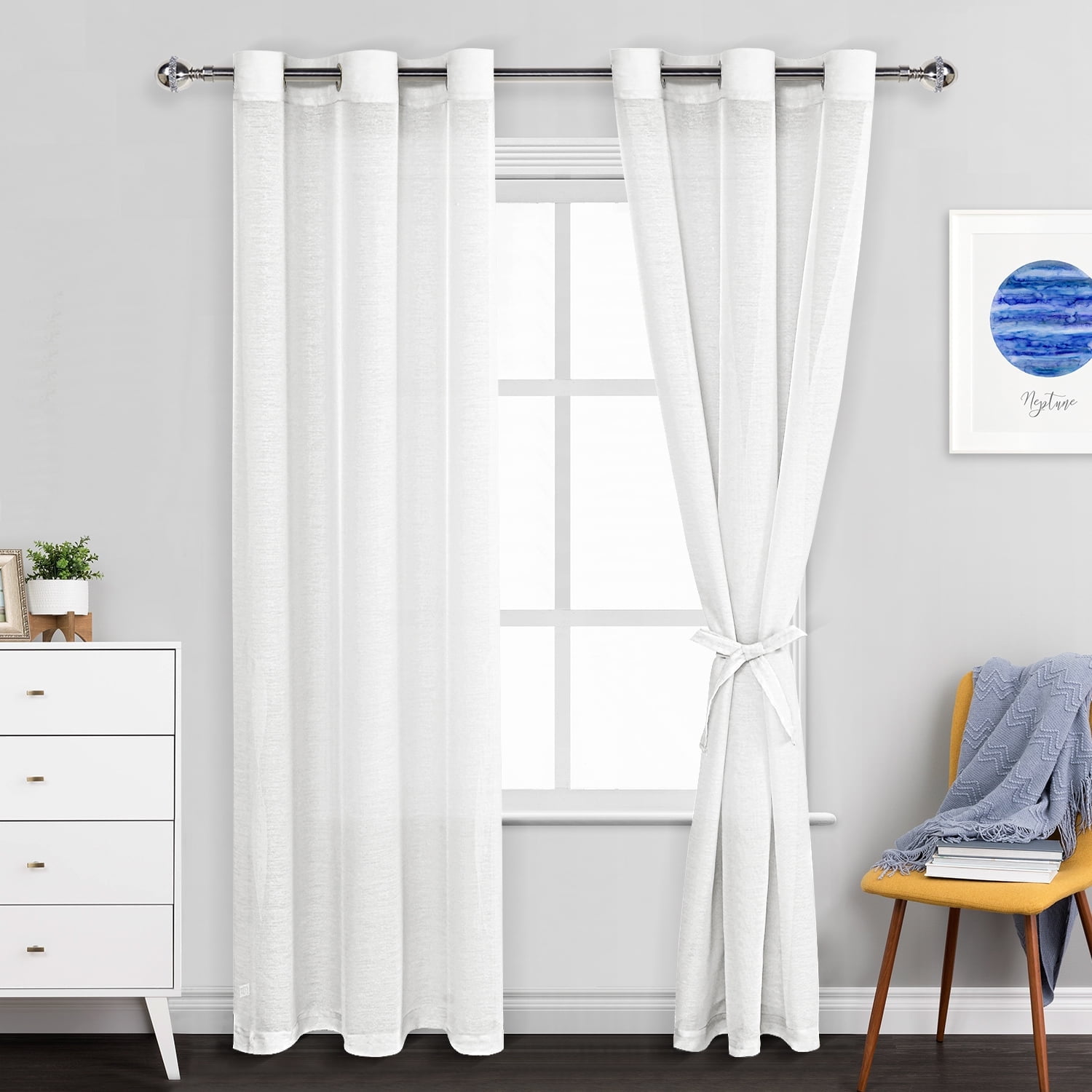 JIUZHEN Ivory Sheer Curtains 84 Inches Long - Semi Transparent Light ...