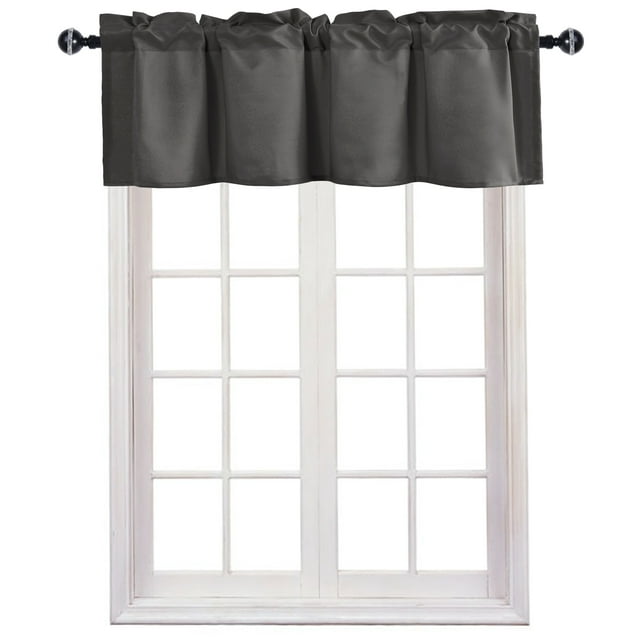 JIUZHEN Grey Valance Curtains for Kitchen/Living Room/Basement, Thermal ...