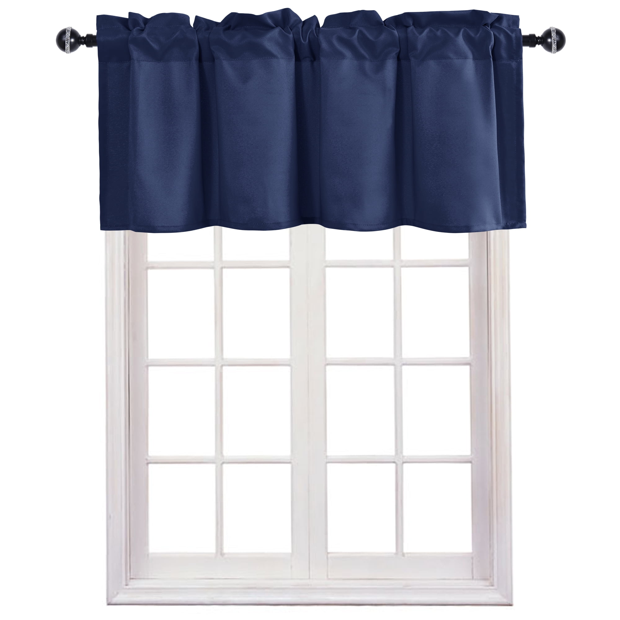 JIUZHEN Navy Valance Curtains, Size 42x18 Inches, for Kitchen, Living ...