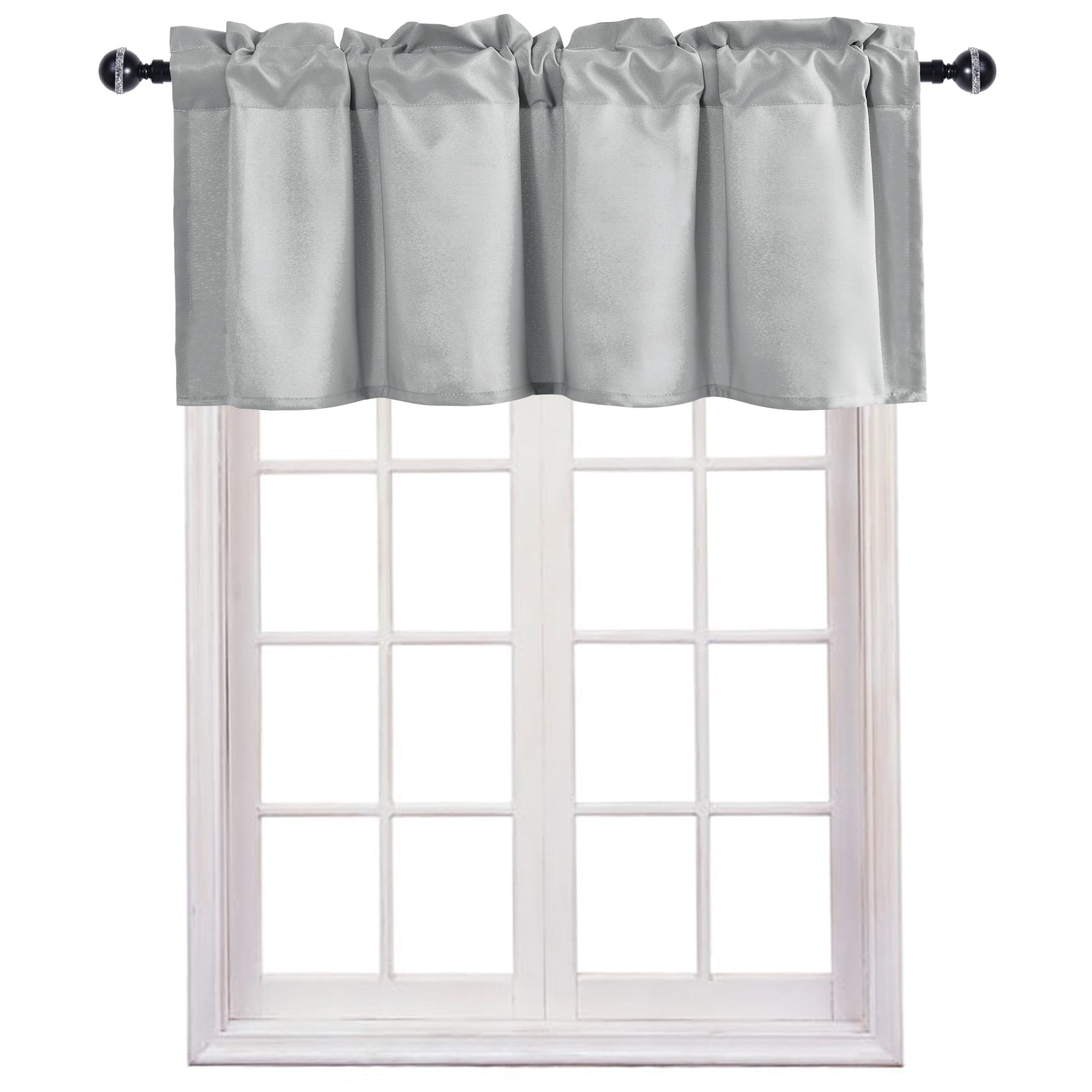 JIUZHEN Valance Curtains, Silver Grey, 52 x 18 Inches, 100% Polyester ...