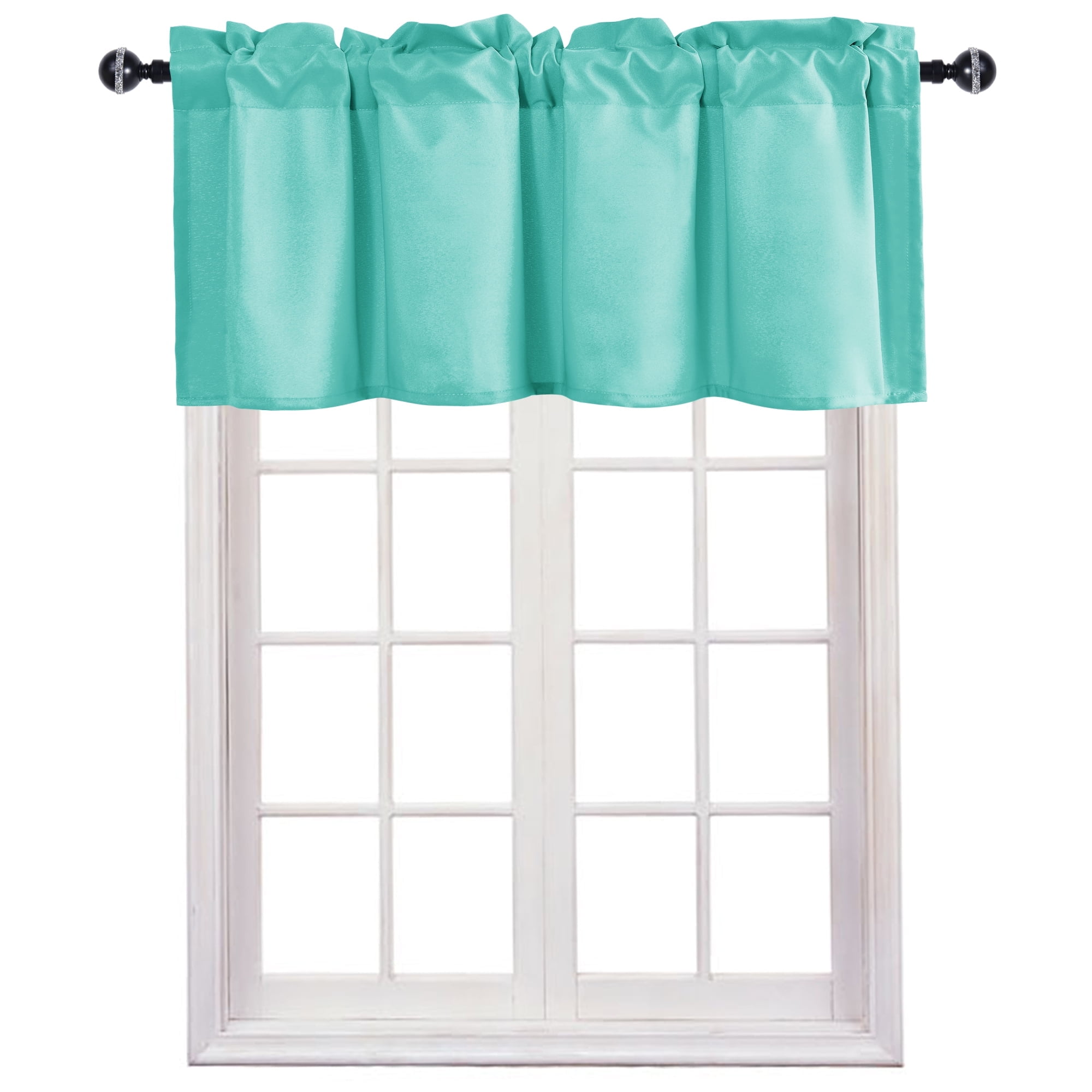 JIUZHEN Turquoise Valance Curtains, 52 x 18 Inches, Short Rod Pocket ...