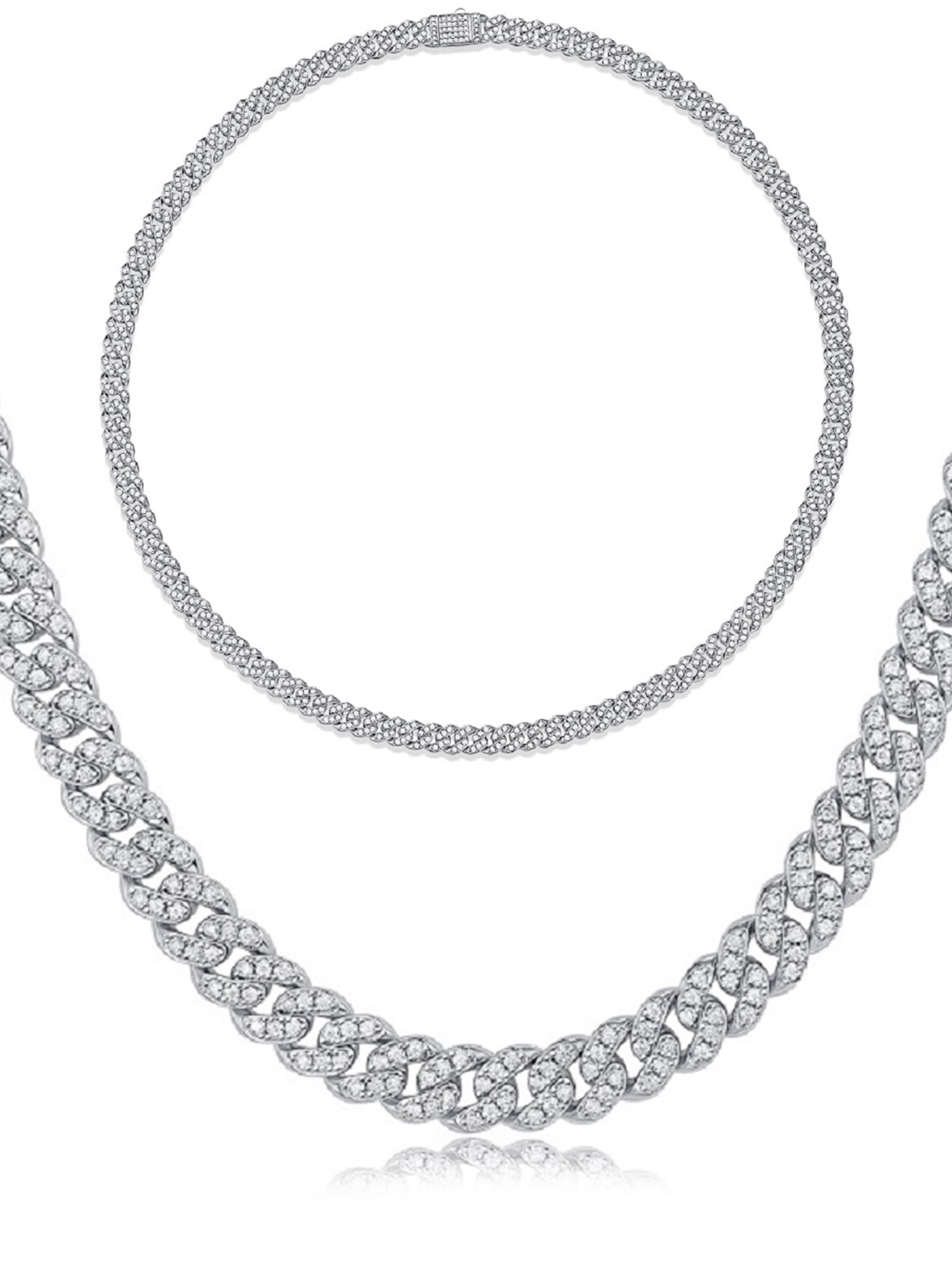 JIUZUAN 8mm 10.7CT Moissanite Miami Iced Out Cuban Link Chain Chunky ...