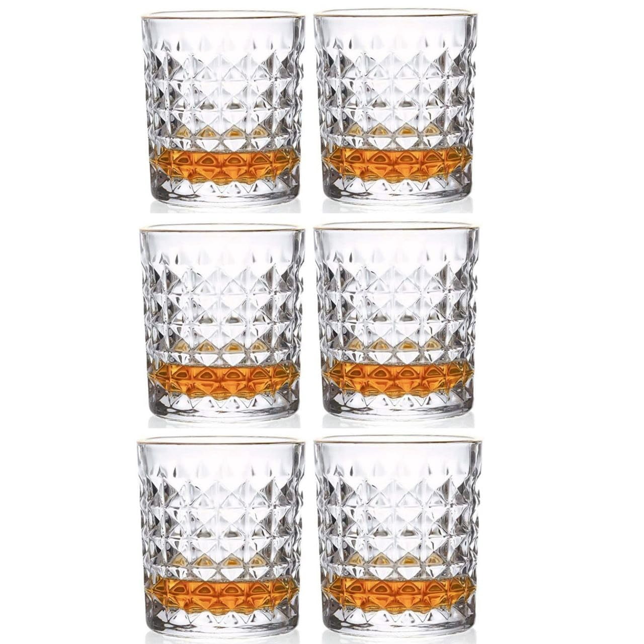 JIYAN FASHIONS Diamond Whiskey Glass Set of 6240 ML Small Size Tumbler ...
