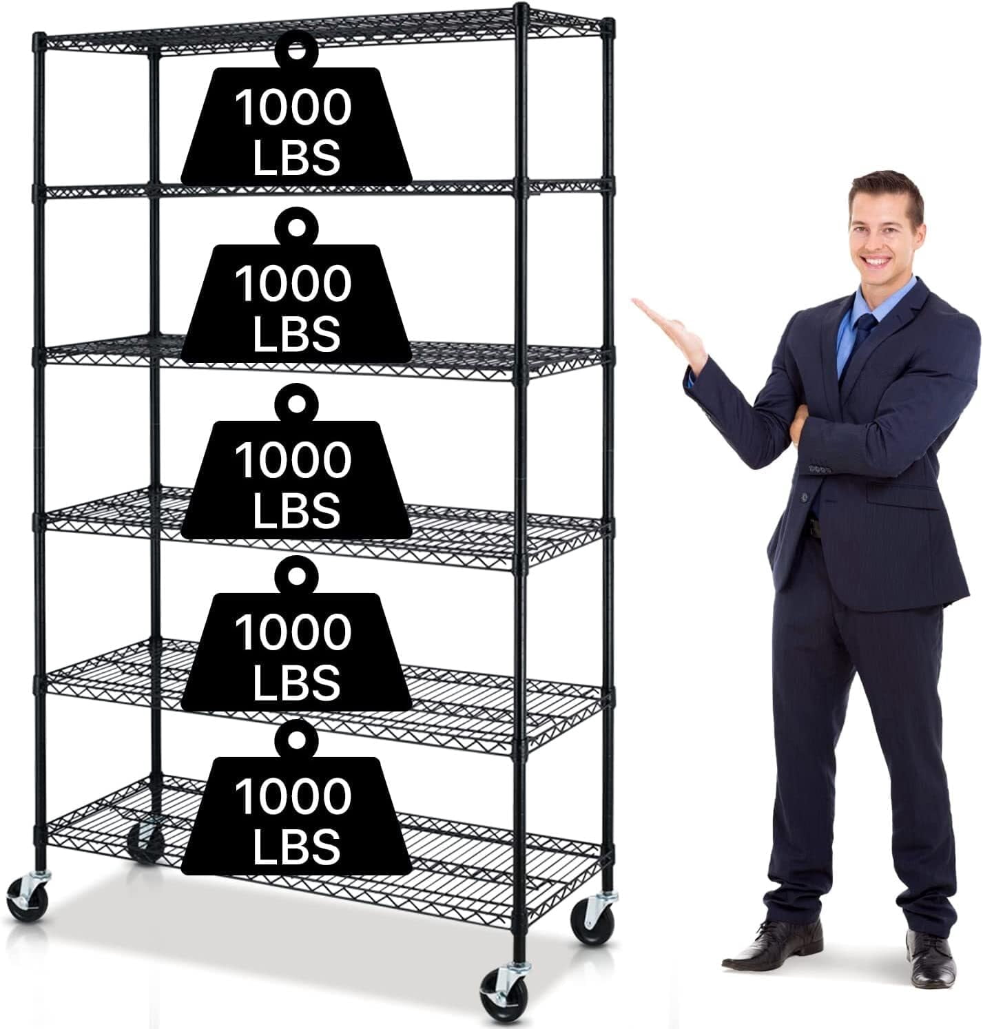 JIZANLJ 6000 LBS Capacity 6-Tier Storage Shelves Heavy Duty Metal ...