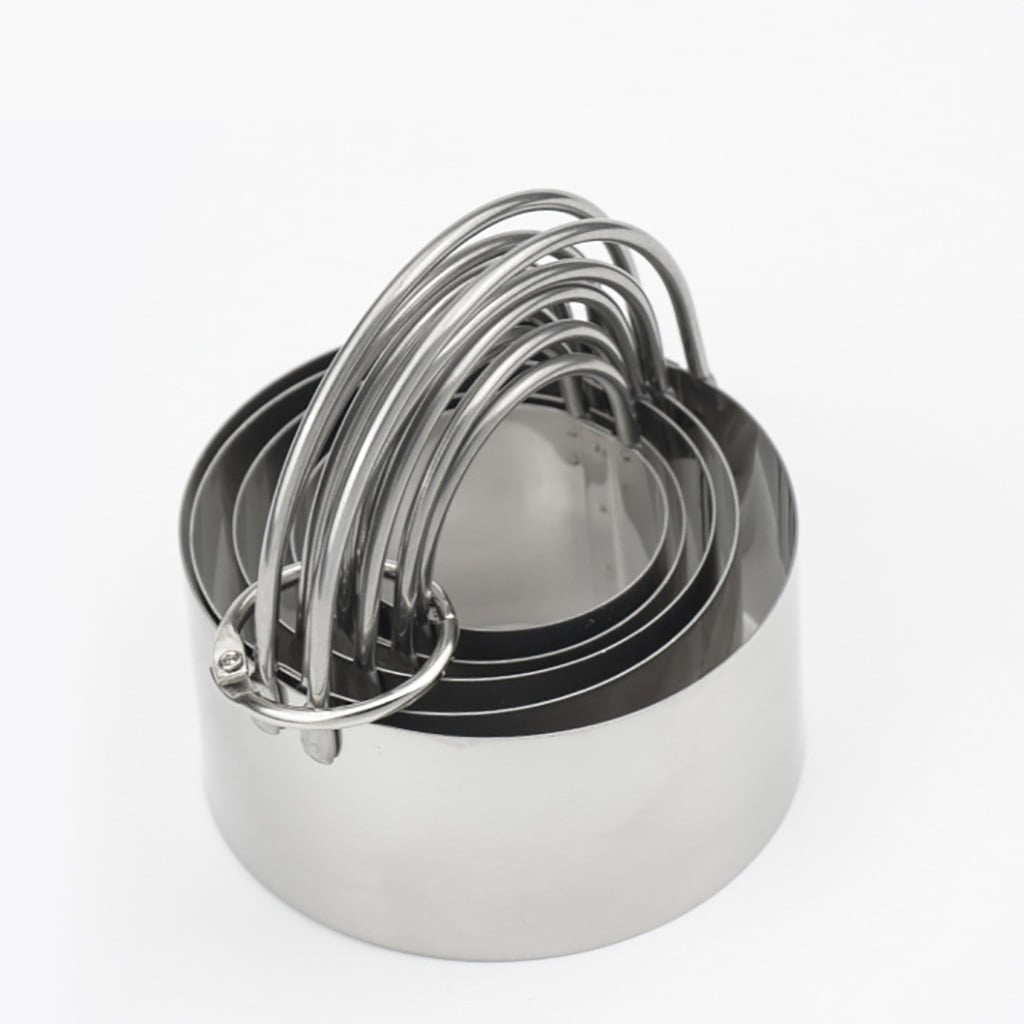 JIaleilei 5 Pcs Cookies Cutter with Handle Stainless Steel Round Circle ...