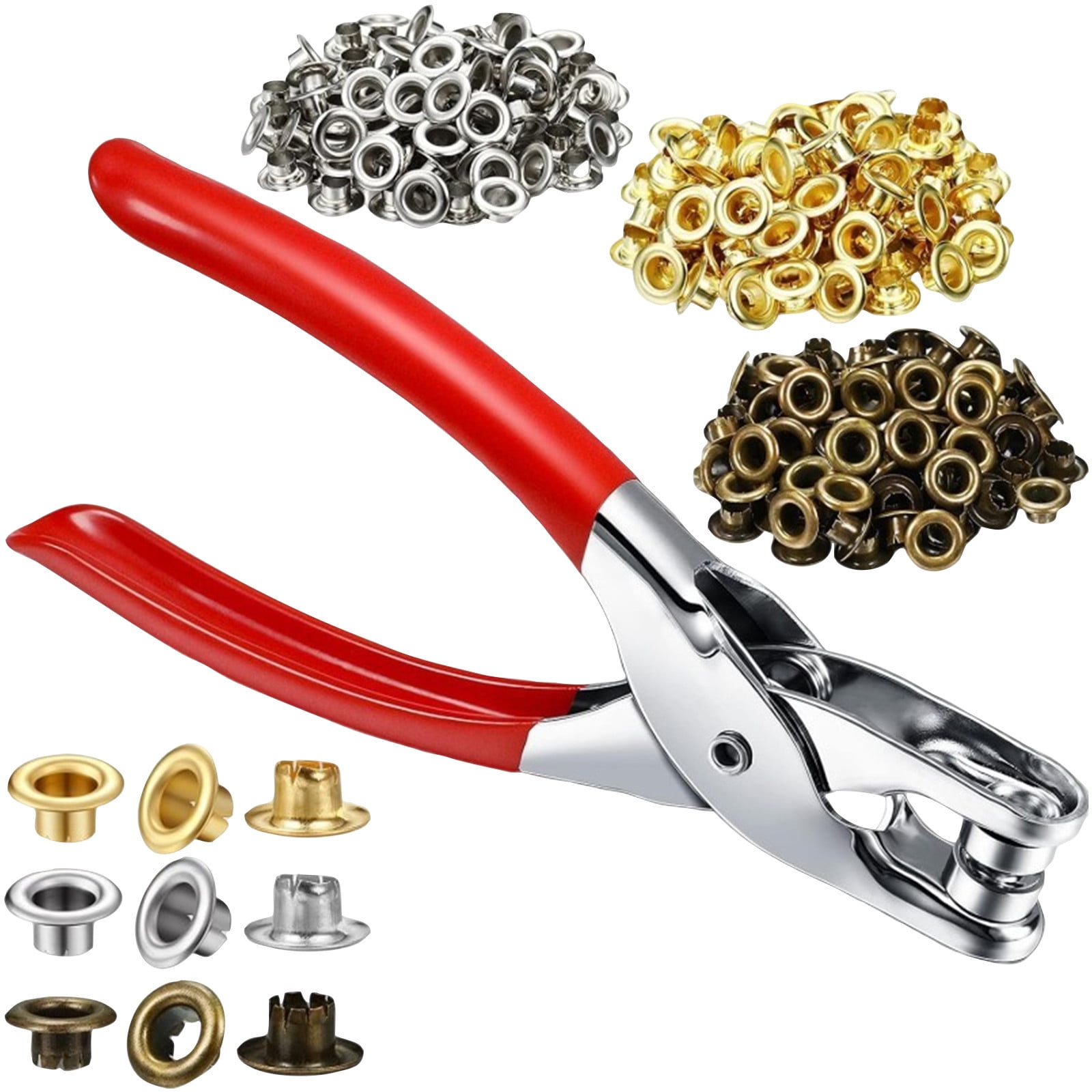 JIhuahe 300-Set Grommet Kit with Pliers - Gold/Silver Eyelets & Washers ...