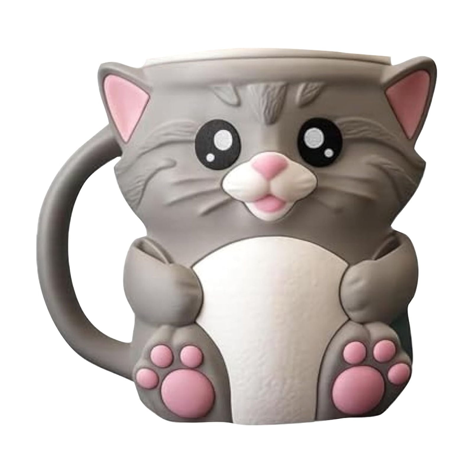 JIhuahe 3D Printed Cuddles The Cat Ice Pint Holder with Handle & Snack ...