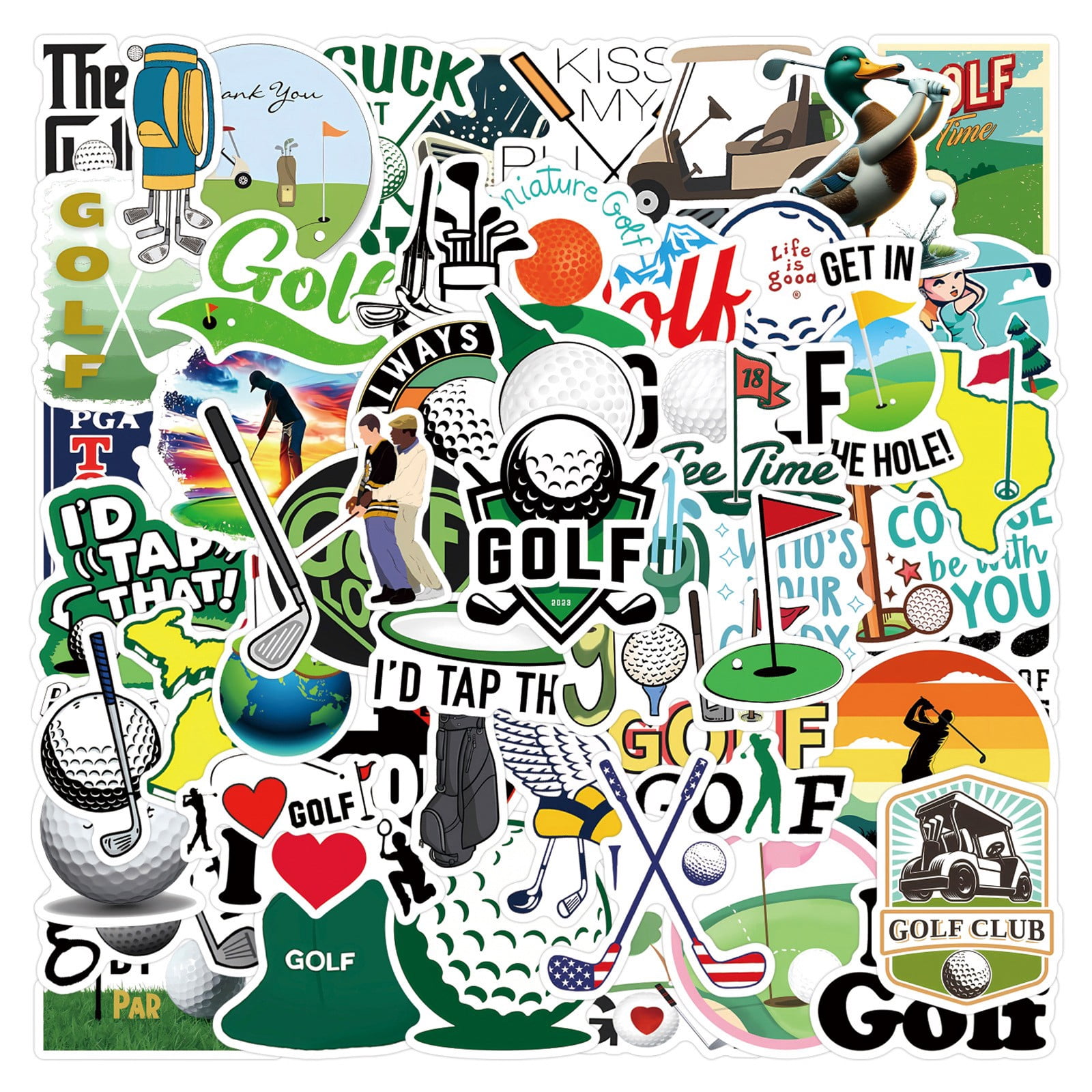 JIhuahe 60 Pcs Golf Sports Doodle Stickers, Waterproof Cartoon Decals ...