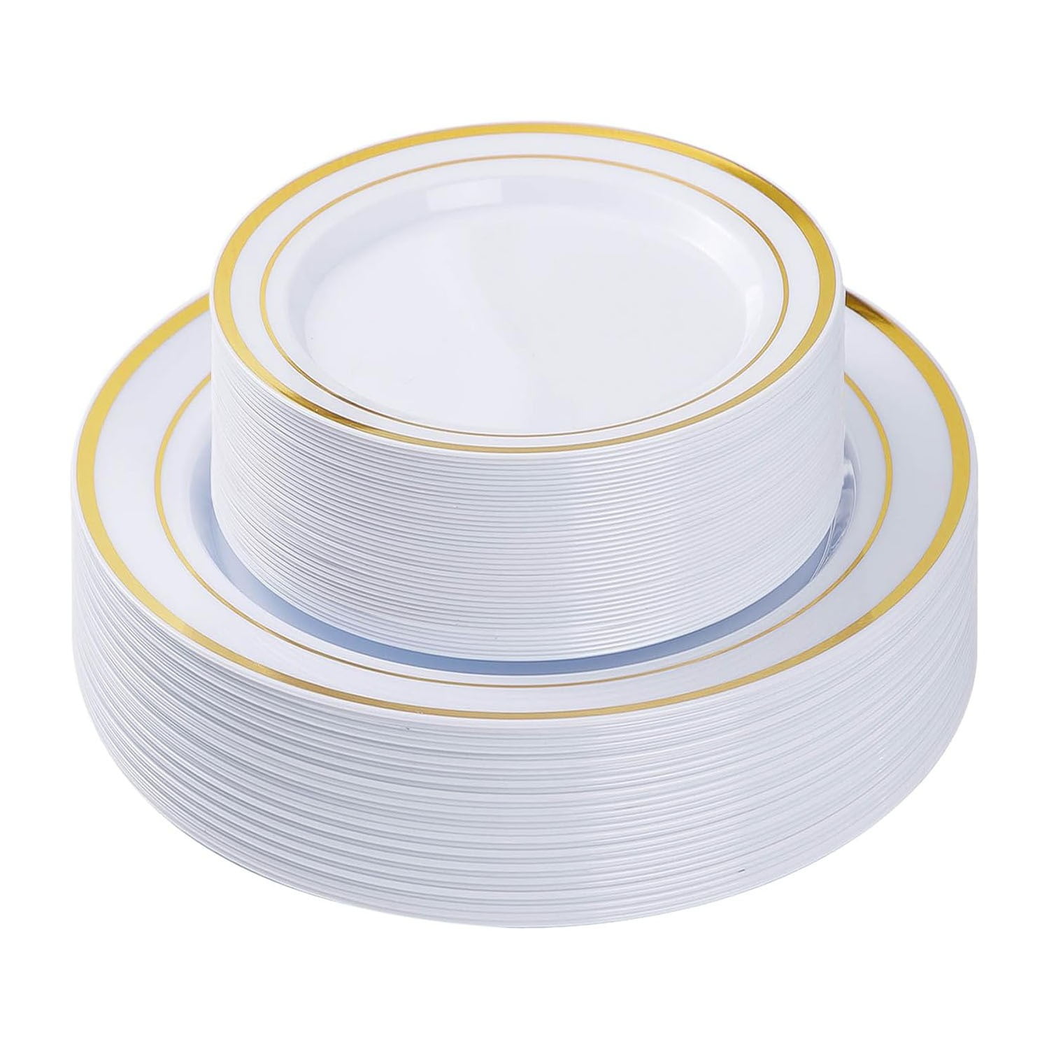 JIhuahe Disposable Plastic Plates Set Gold Trim Pattern, Beautiful ...