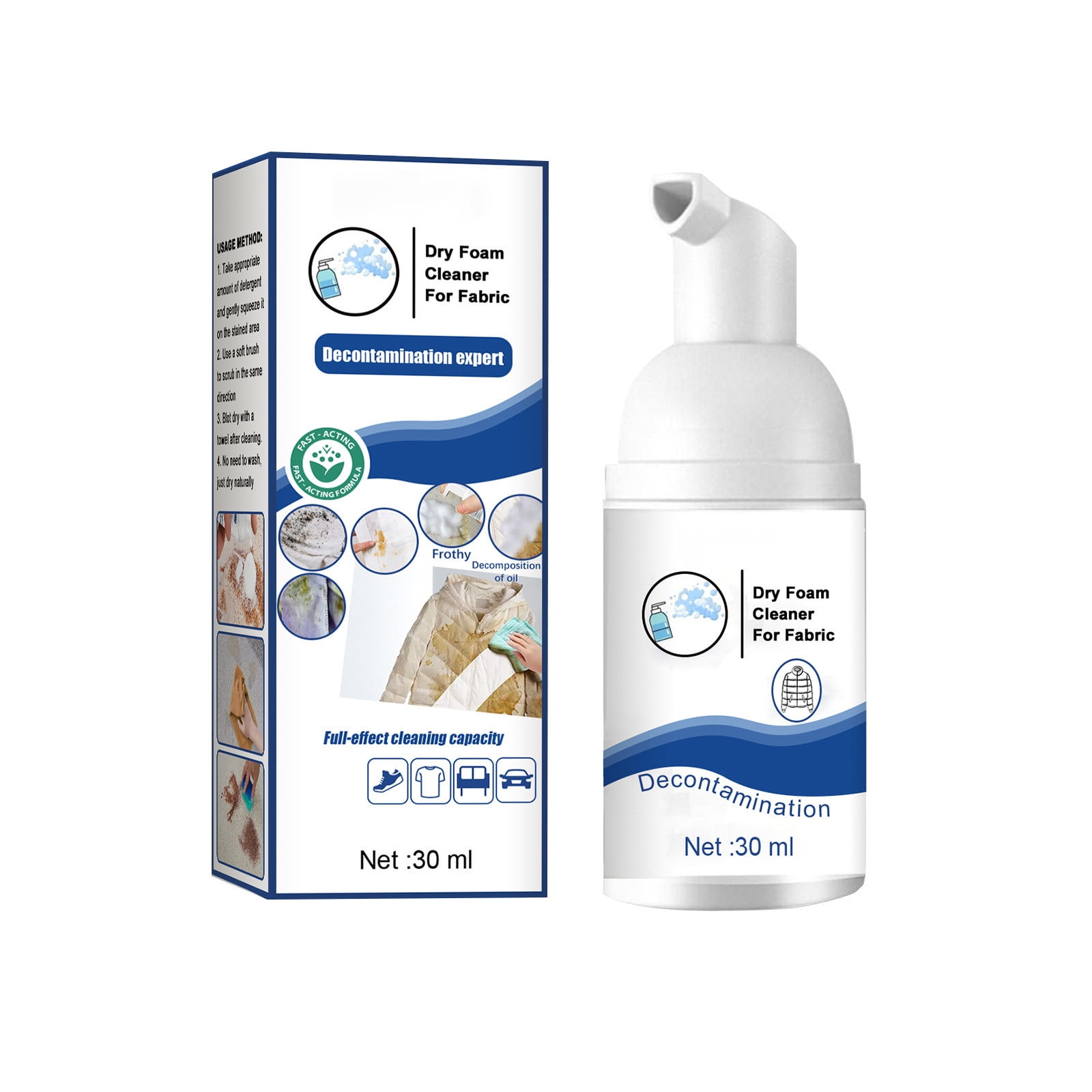 JIhuahe Dry Foam Cleaner Spray for Clothes and Fabrics, 1 fl oz ...